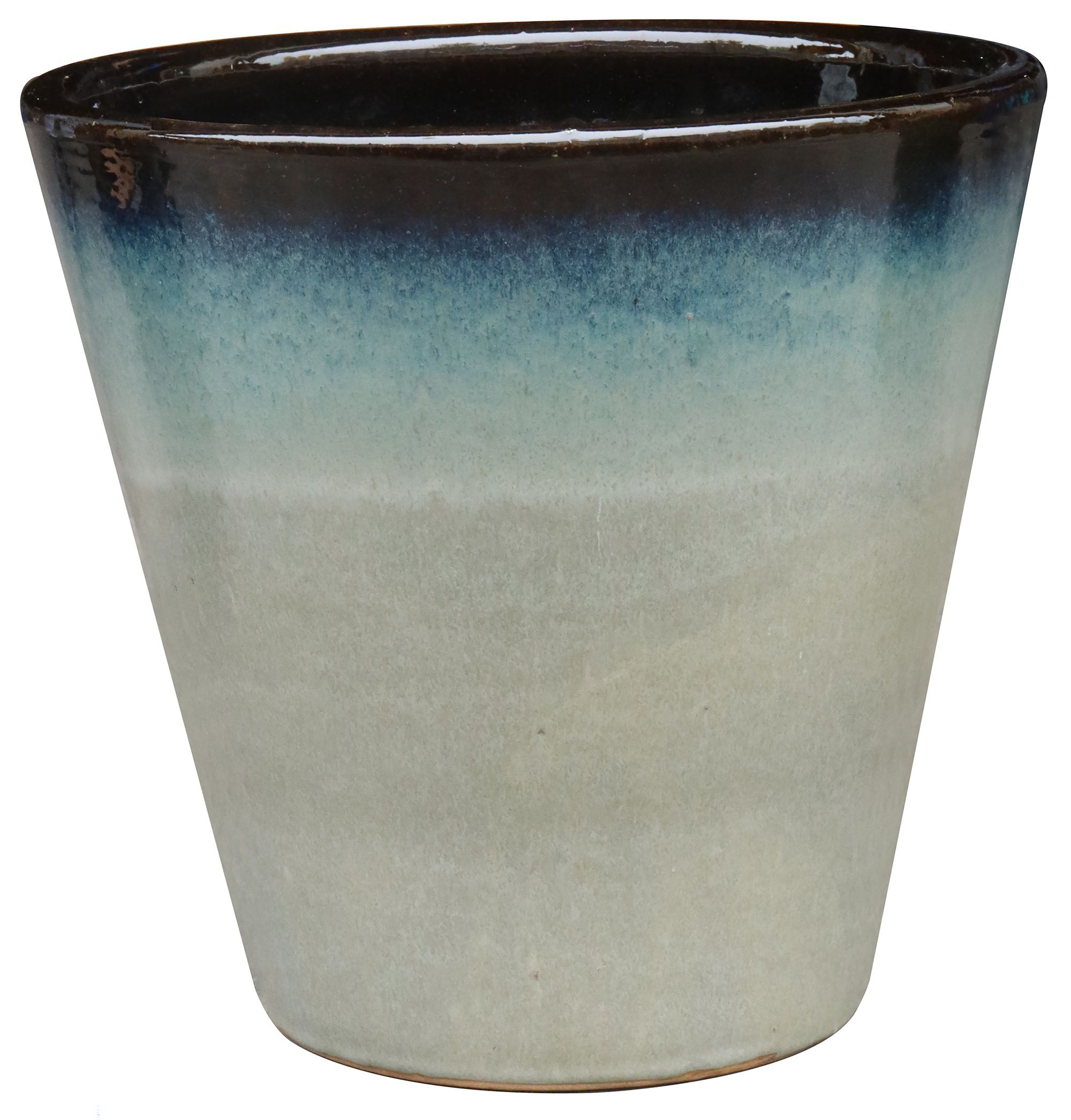 La Hacienda Planter Grey Terracotta Glazed Plant pot (Dia) 27cm, (H)24cm
