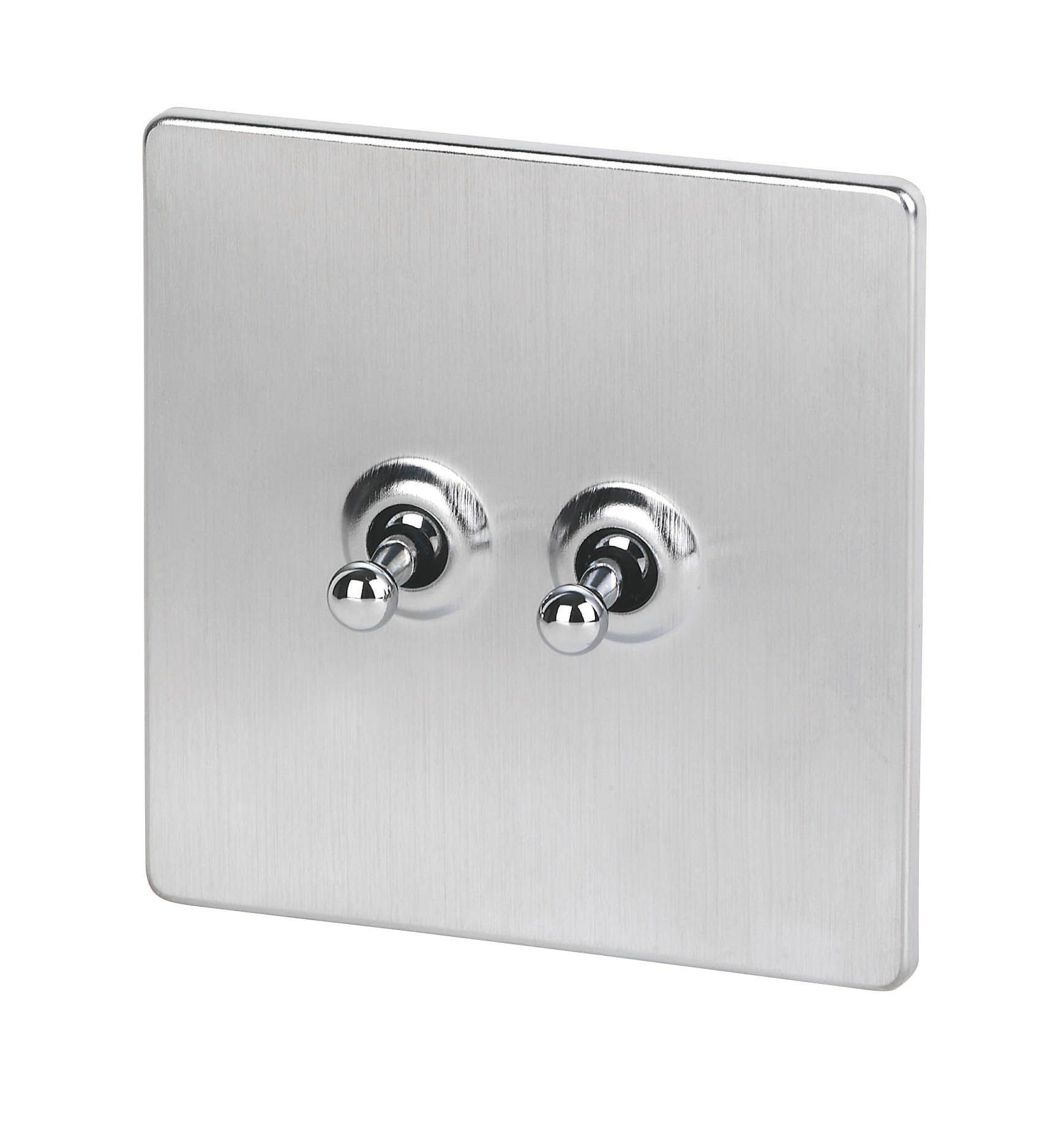 LAP 10A 2 way 2 gang Light Screwless Switch Chrome effect