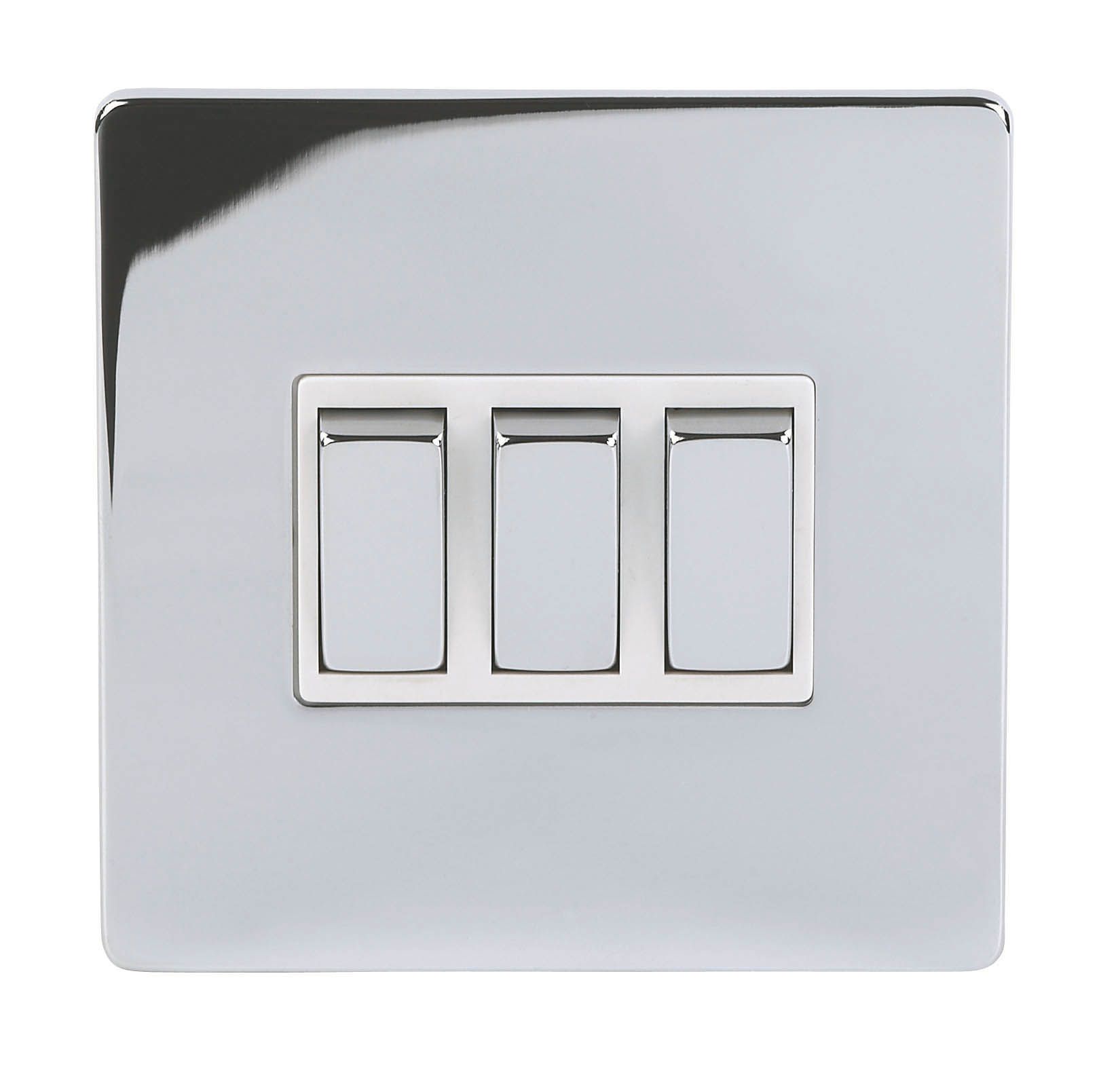LAP 10A 2 way 3 gang Light Screwless Switch Chrome effect