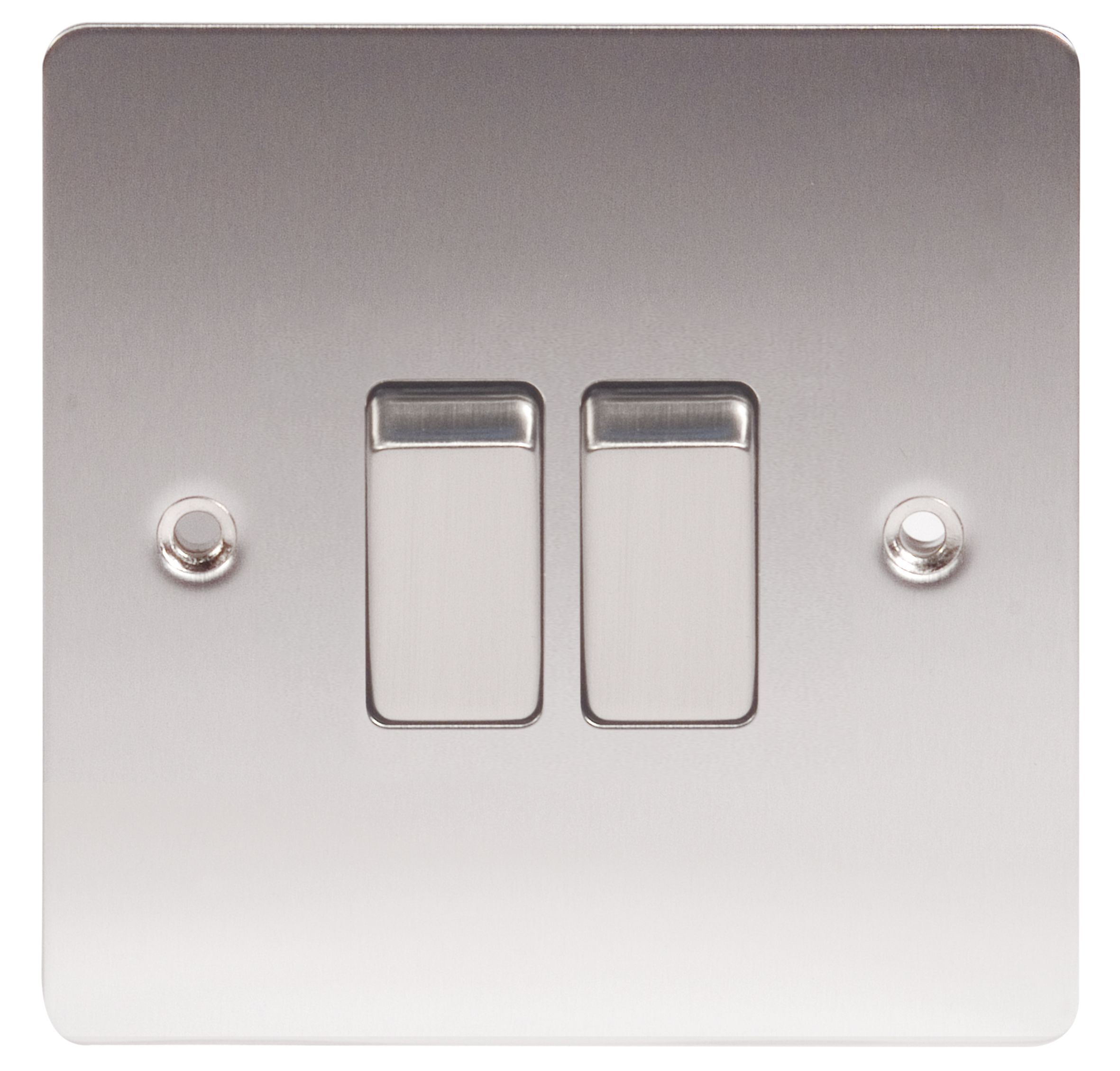 LAP 10A 2 way Brushed stainless steel effect Double Light Switch | DIY ...