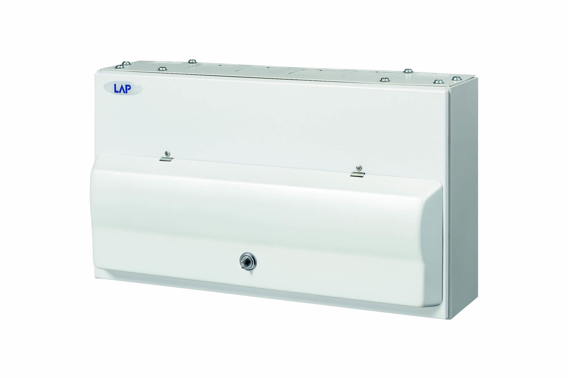 LAP 12-way RCD Consumer unit with 100A mains switch