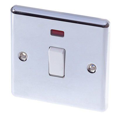 LAP 20A Rocker Raised Control switch Chrome effect | DIY at B&Q