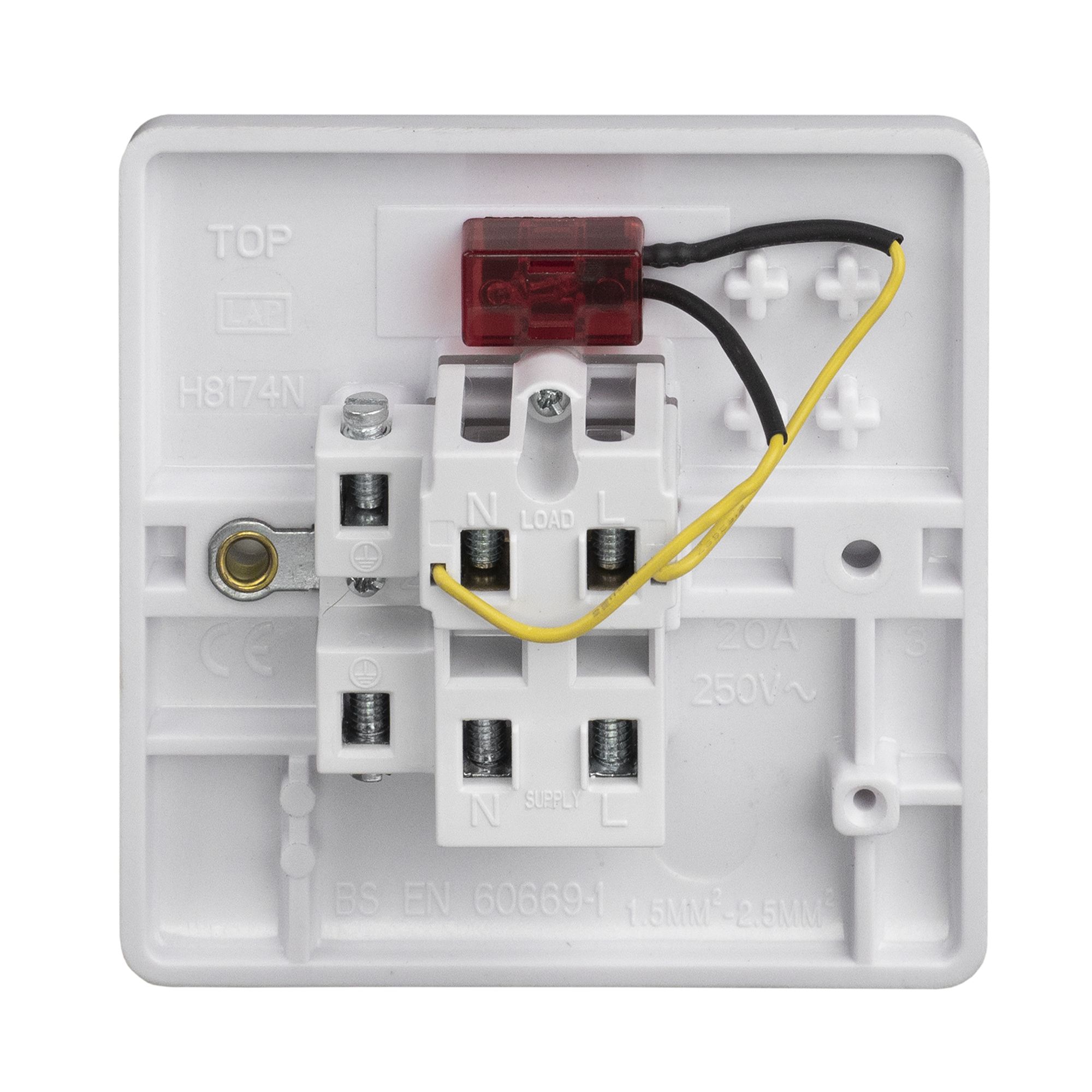 LAP 20A Rocker Raised slim Control switch Gloss White LED indicator
