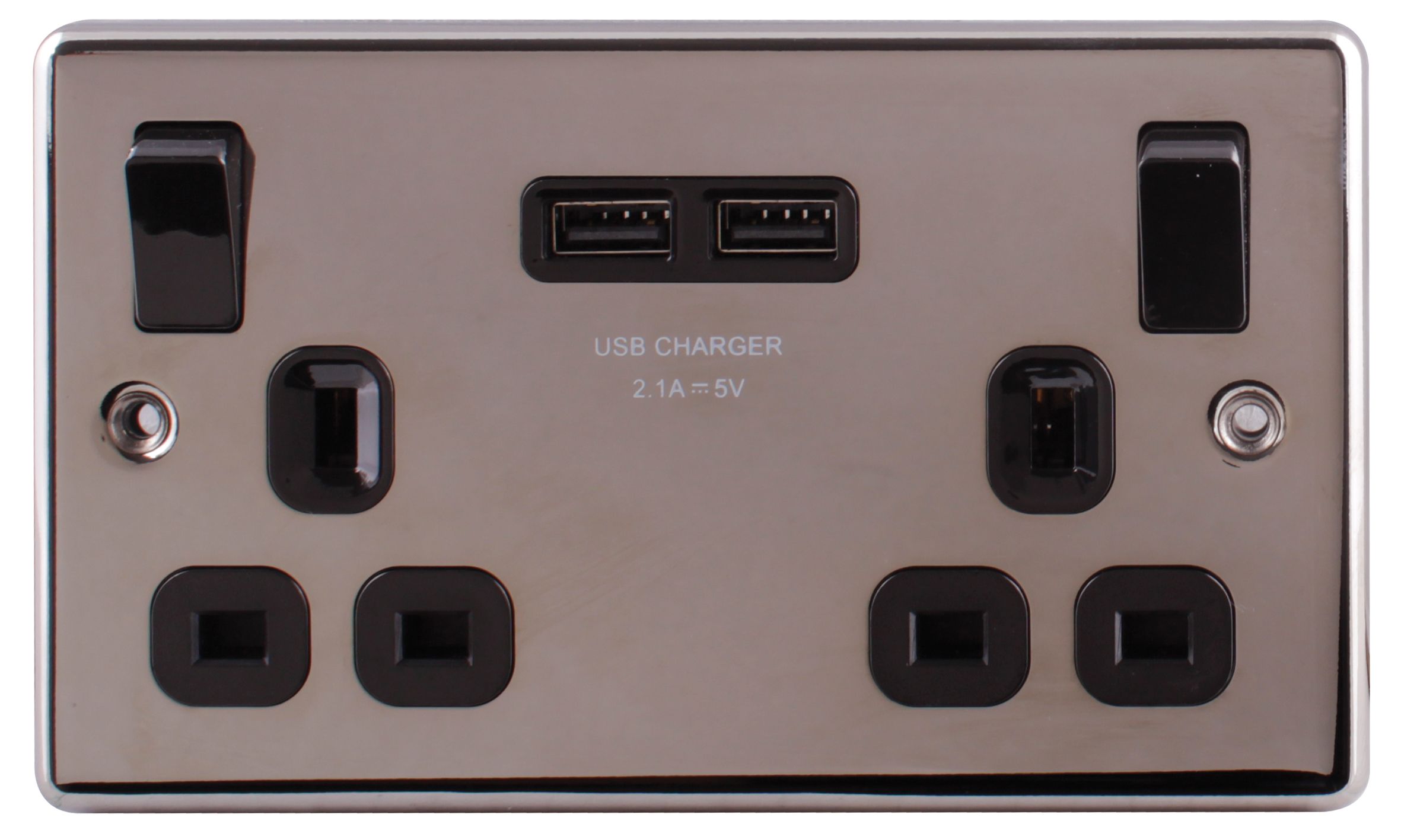 LAP Black nickel effect USB socket, 2 x | DIY at B&Q