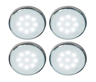 LAP Chrome effect LED Cabinet light, Pack of 4