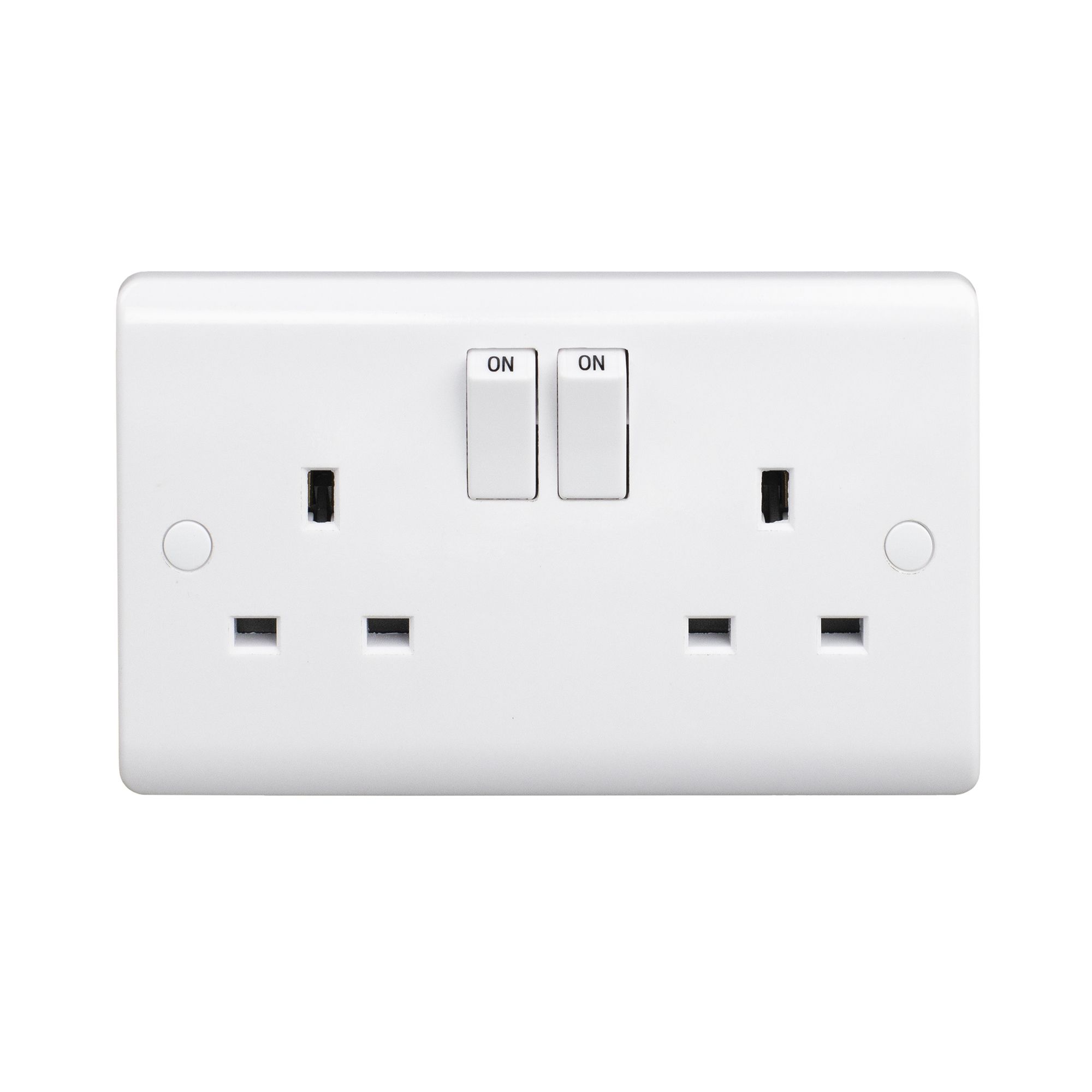 LAP Double 13A Gloss White Socket | DIY at B&Q