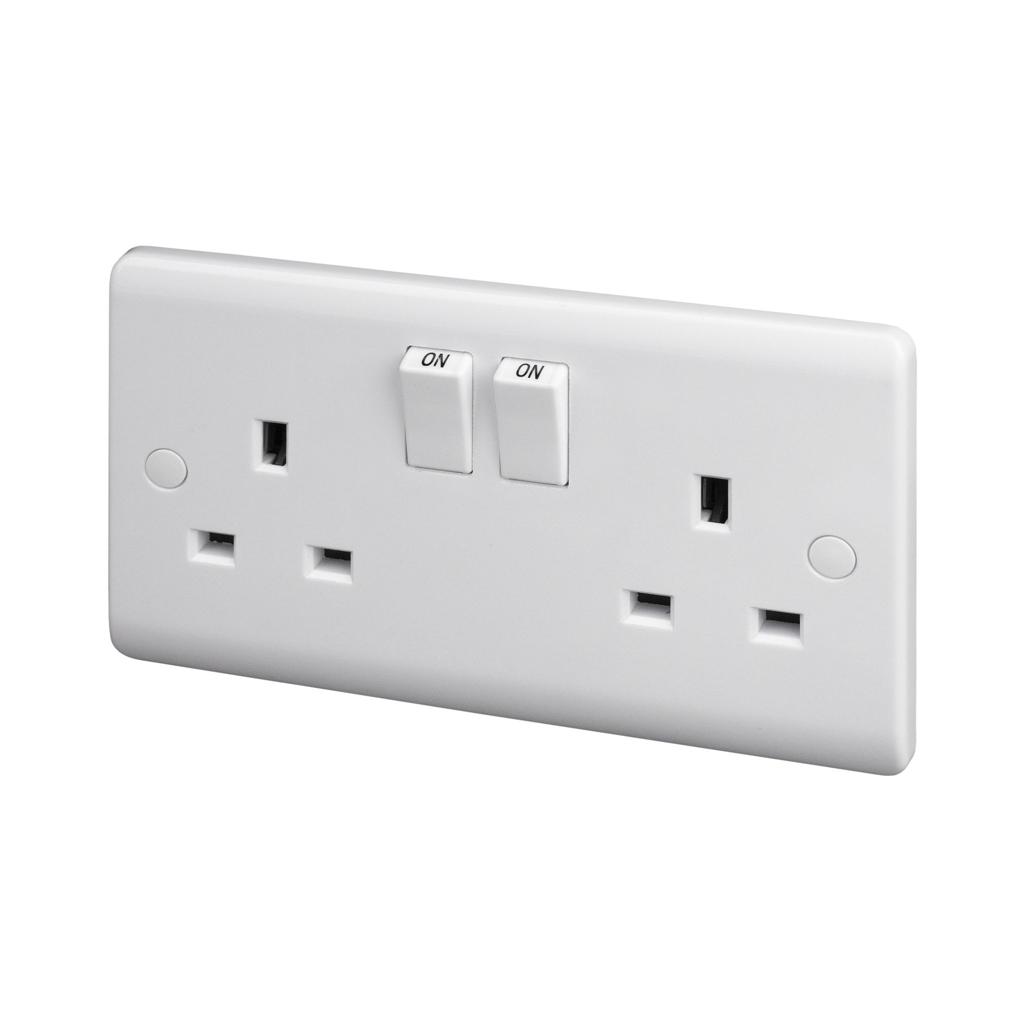 LAP Double 13A Switched socket & Colour matched inserts, Pack of 5 | DIY at B&Q