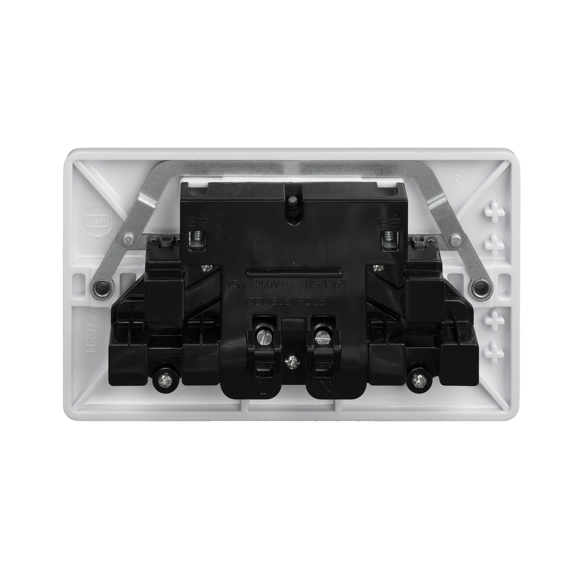 LAP Double 13A Switched socket & Colour matched inserts, Pack of 5