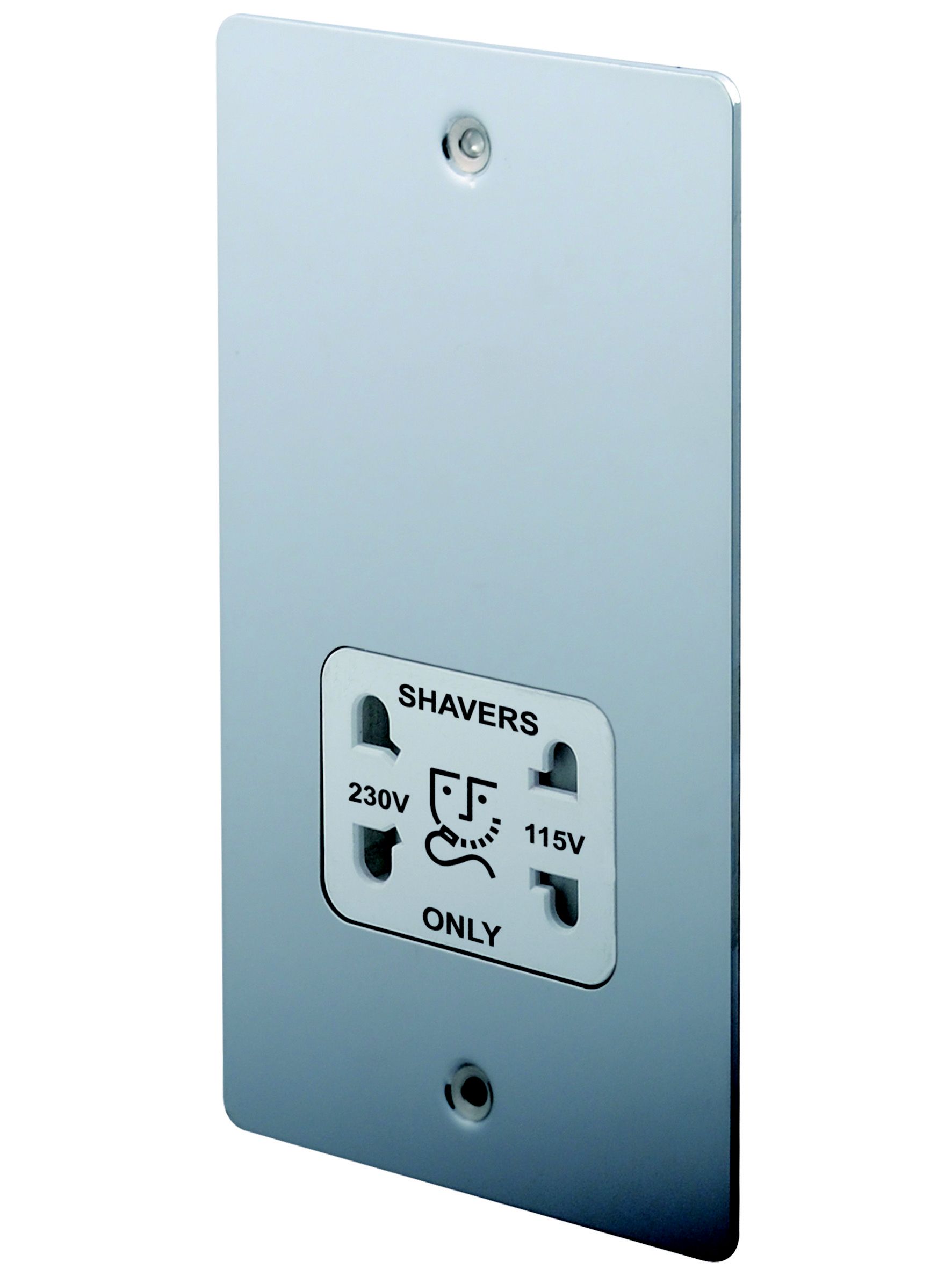 LAP Flat Screwed Shaver socket Chrome effect