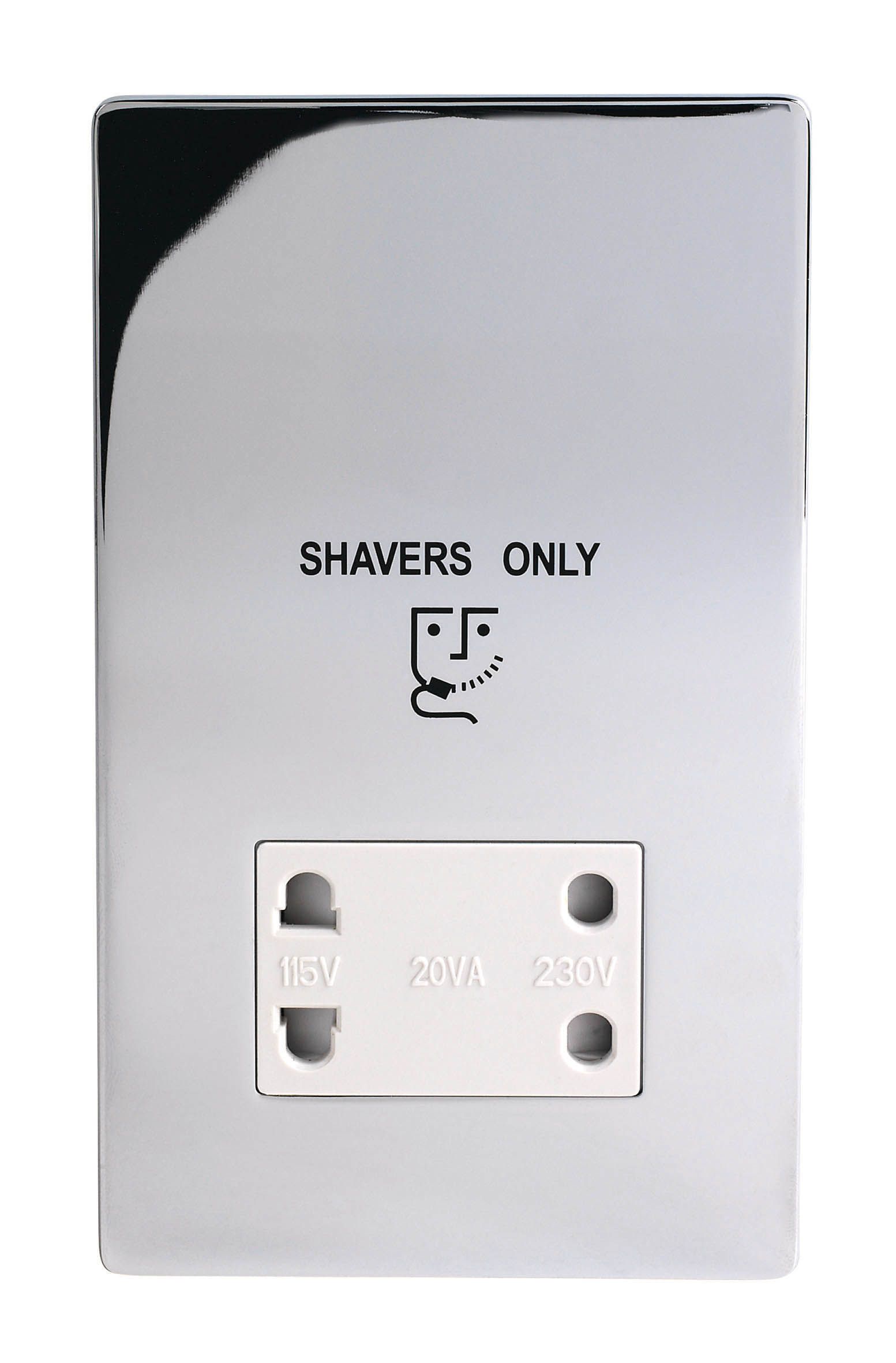 LAP Flat Screwless Shaver socket Chrome effect