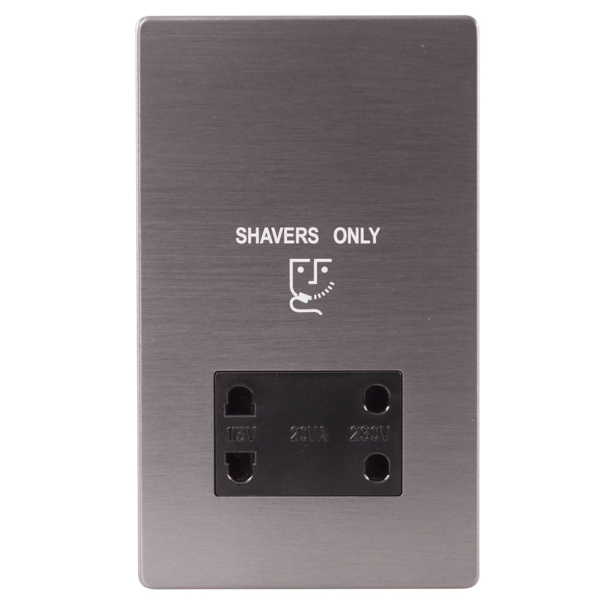 LAP Flat Screwless Shaver socket Grey Slate effect | DIY at B&Q
