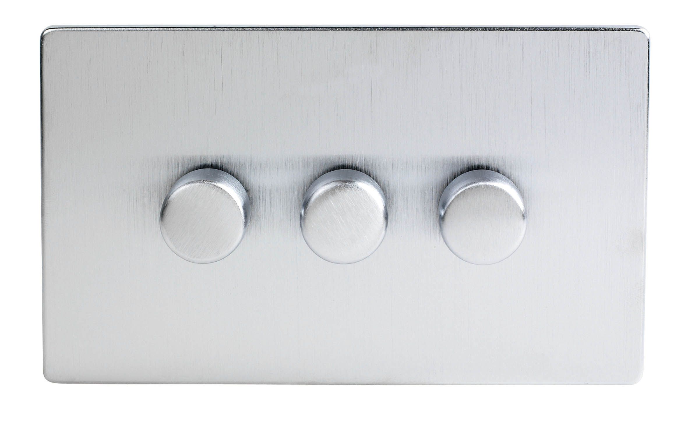 LAP Flat Silver Chrome effect 3 gang Screwless Dimmer switch