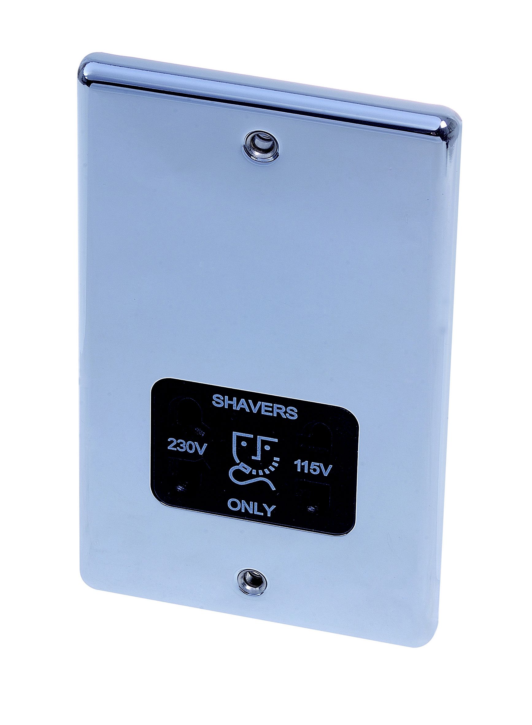 LAP Raised Chrome effect Shaver socket at B&Q