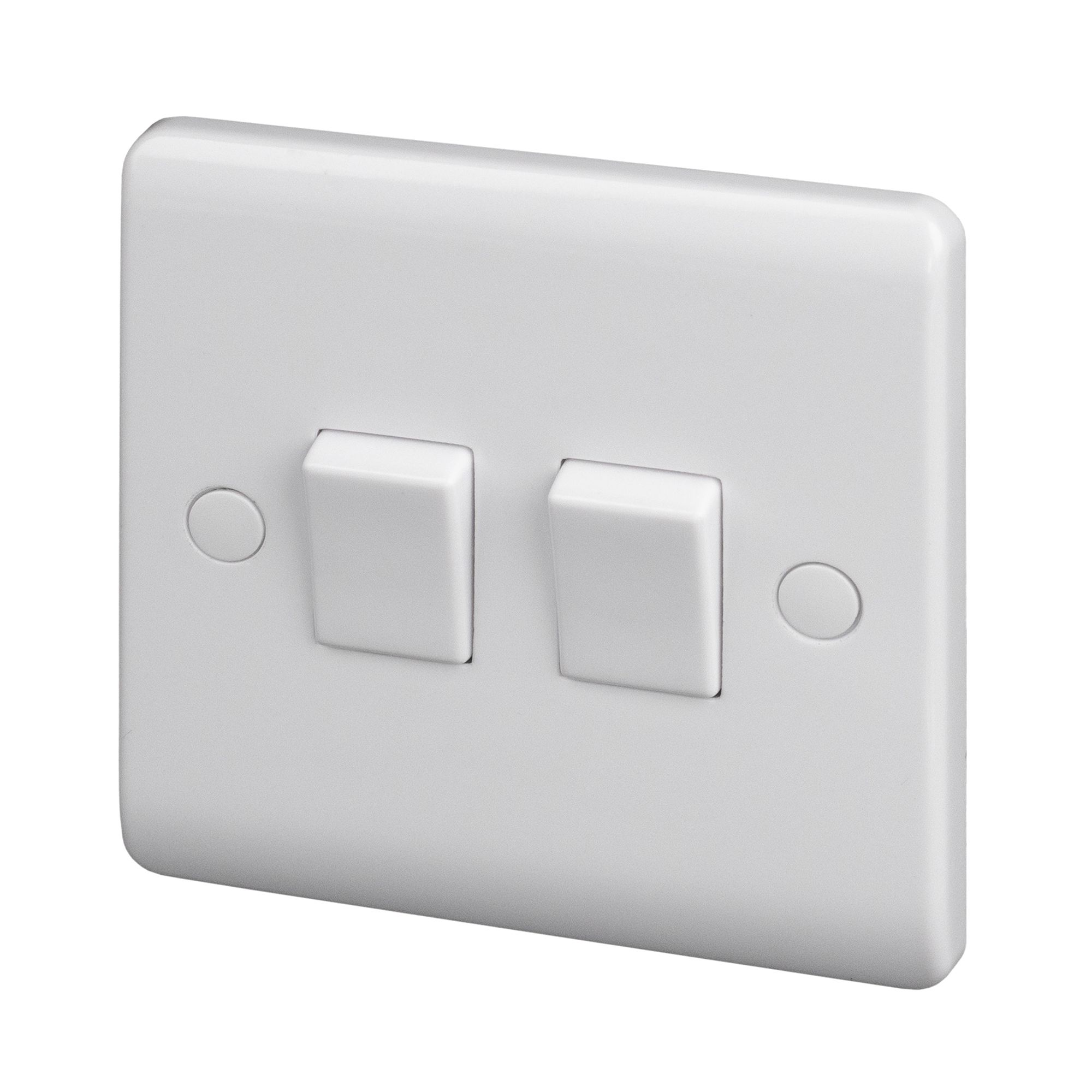 LAP White 10A 2 way 2 gang Raised slim Light Switch | DIY at B&Q
