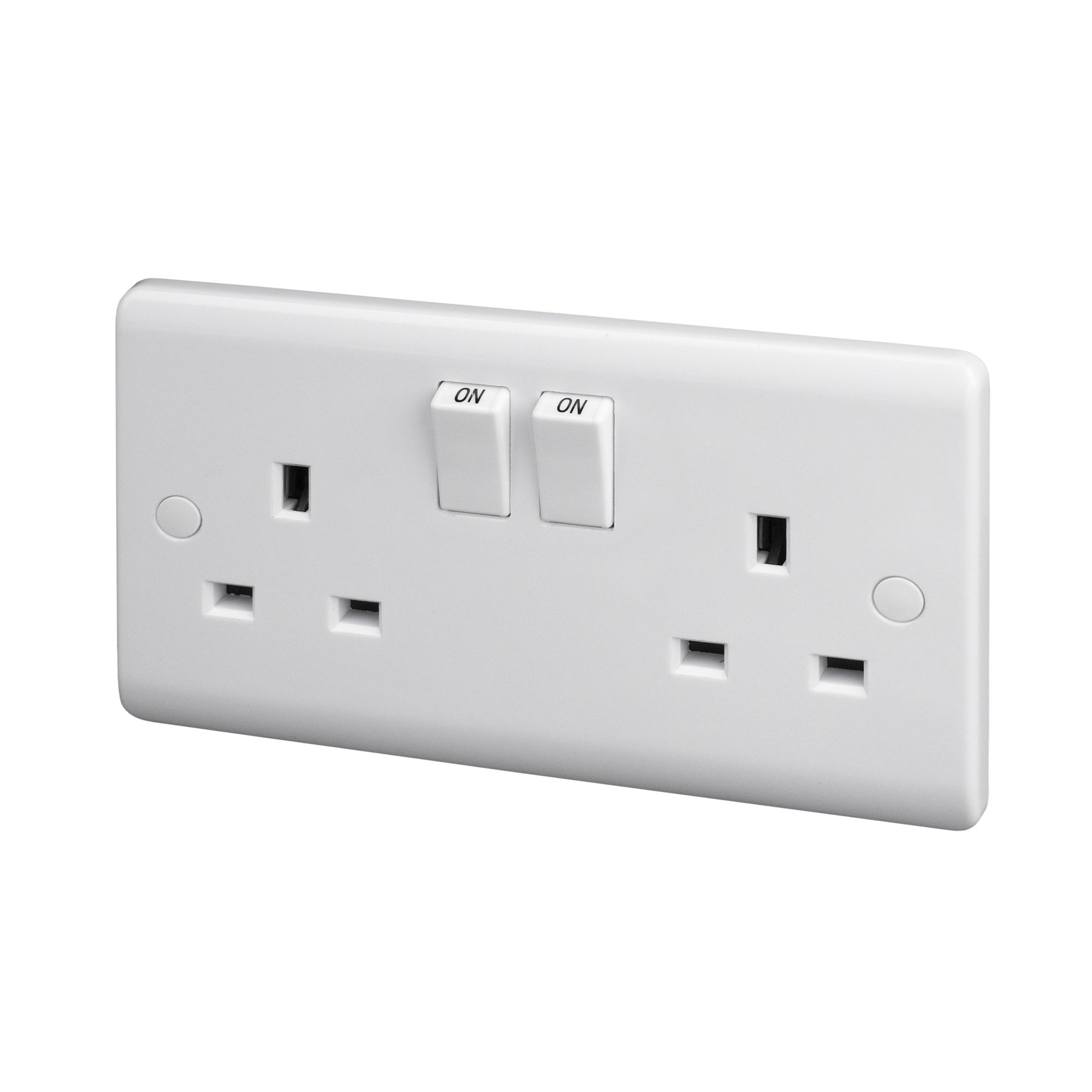 LAP White Double 13A Socket & Colour matched inserts | DIY at B&Q
