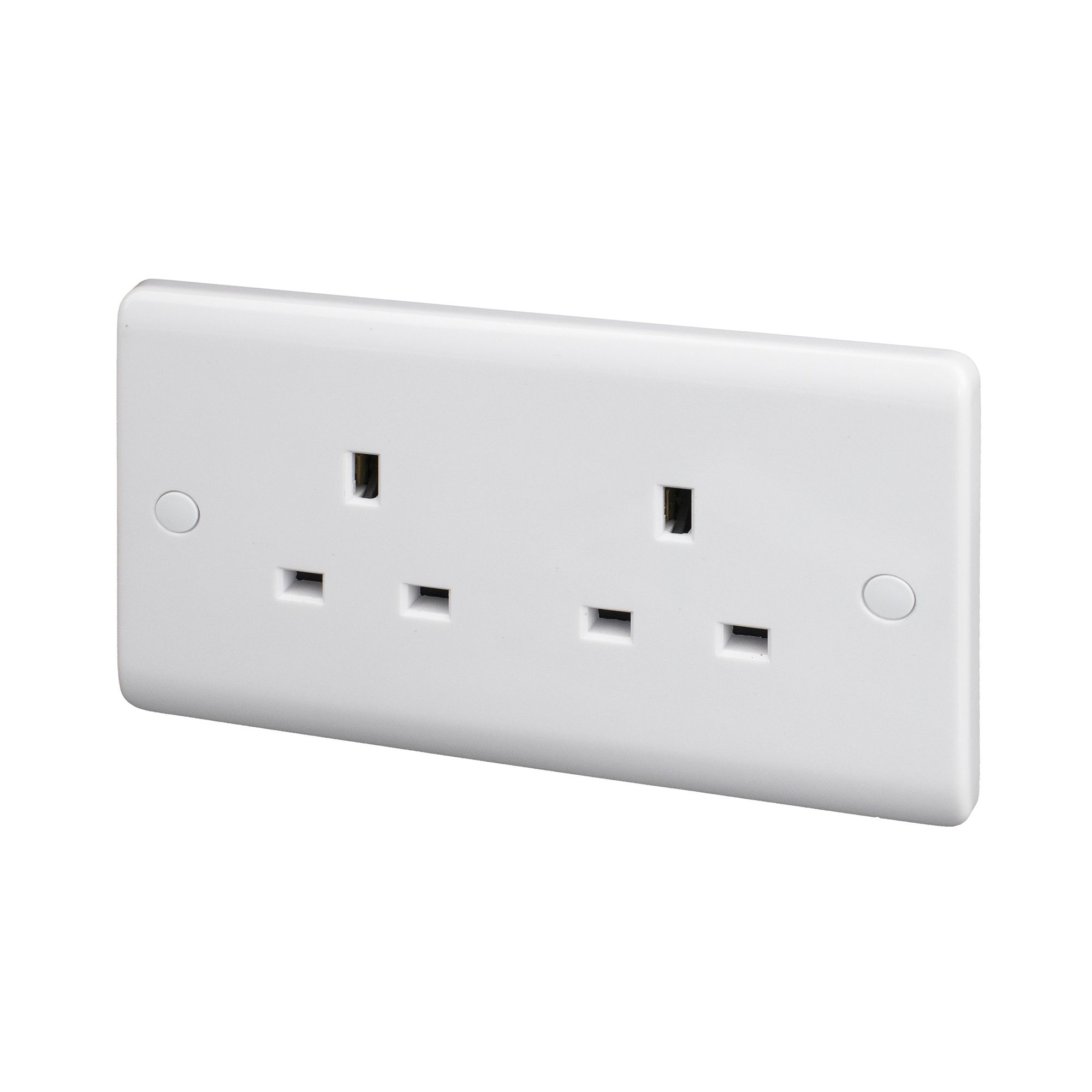 LAP White Double 13A Unswitched Socket with Colour matched inserts | DIY at B&Q