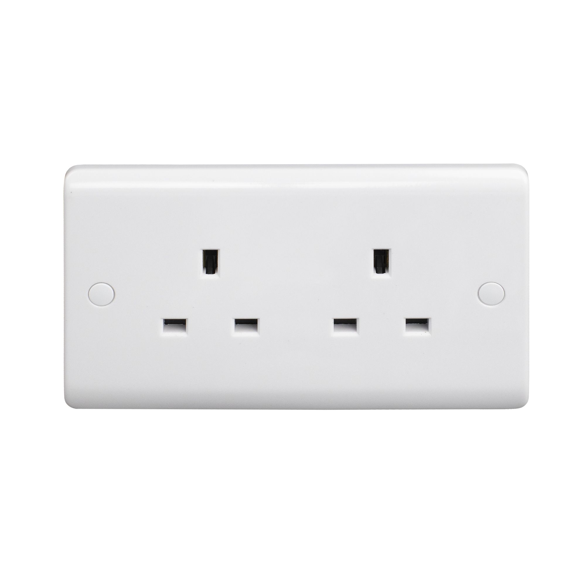 LAP White Double 13A Unswitched Socket with Colour matched inserts | DIY at B&Q