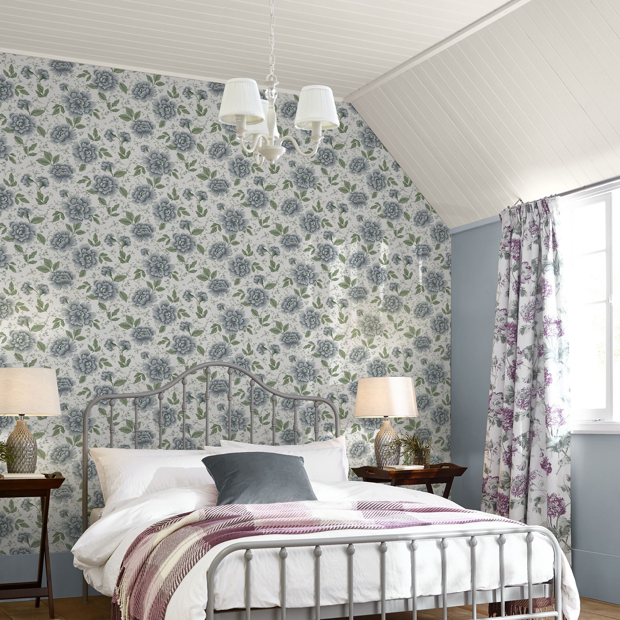 Laura Ashley Blue Pickworth Posy Smooth Wallpaper