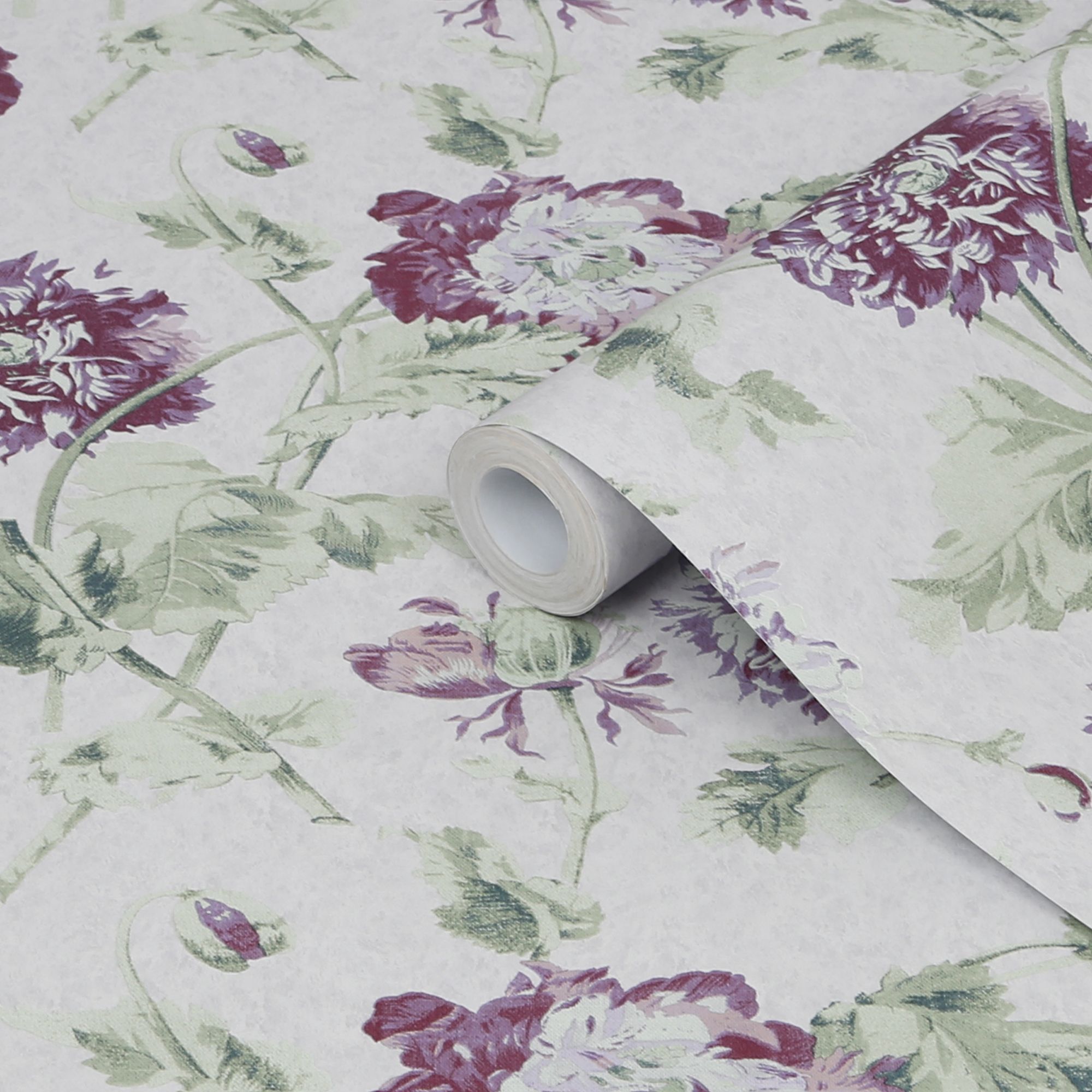 Laura Ashley Hepworth Grape Floral Smooth Wallpaper Sample | DIY at B&Q