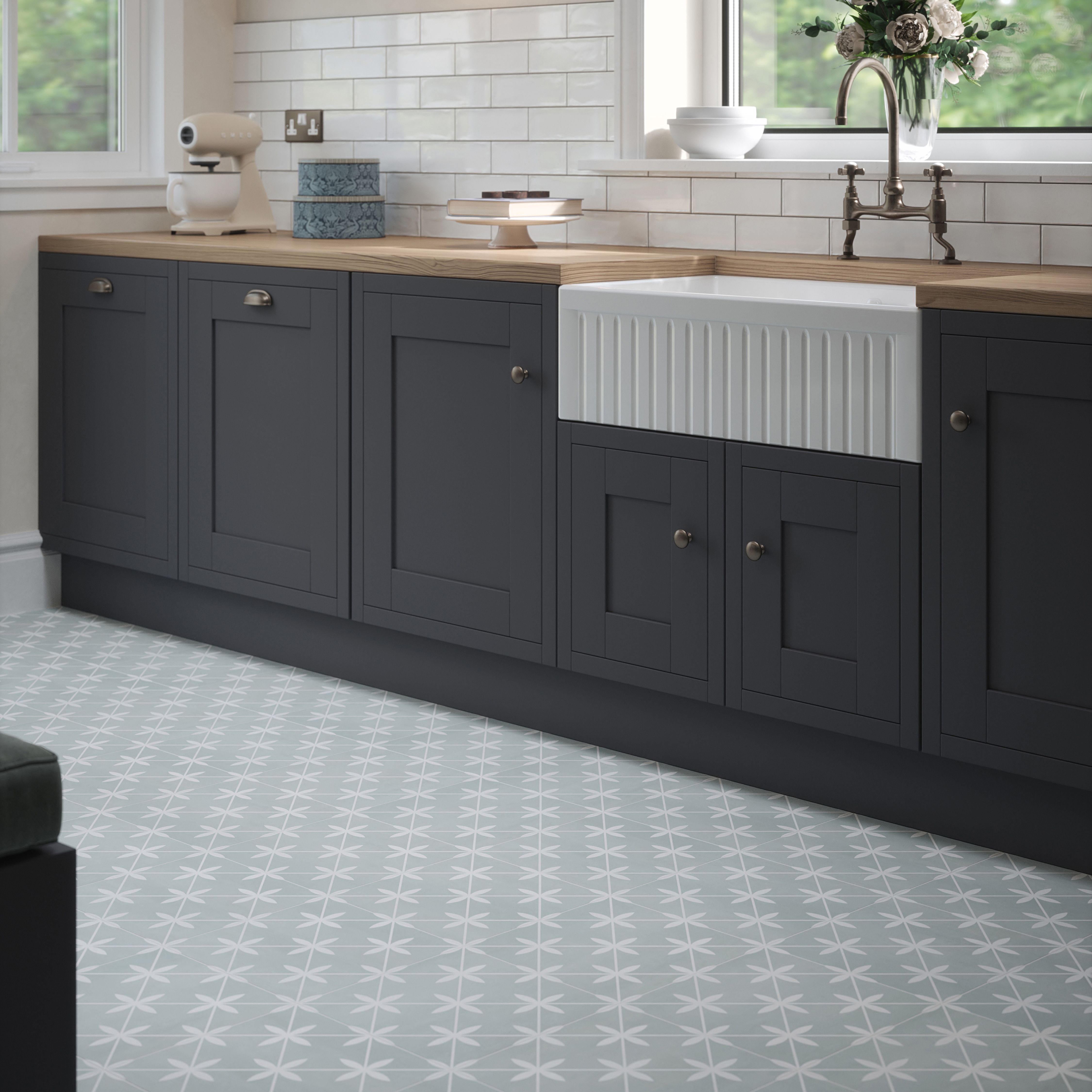 Laura Ashley Mason Pale Dove Grey Gloss Brick effect Ceramic Wall tile ...