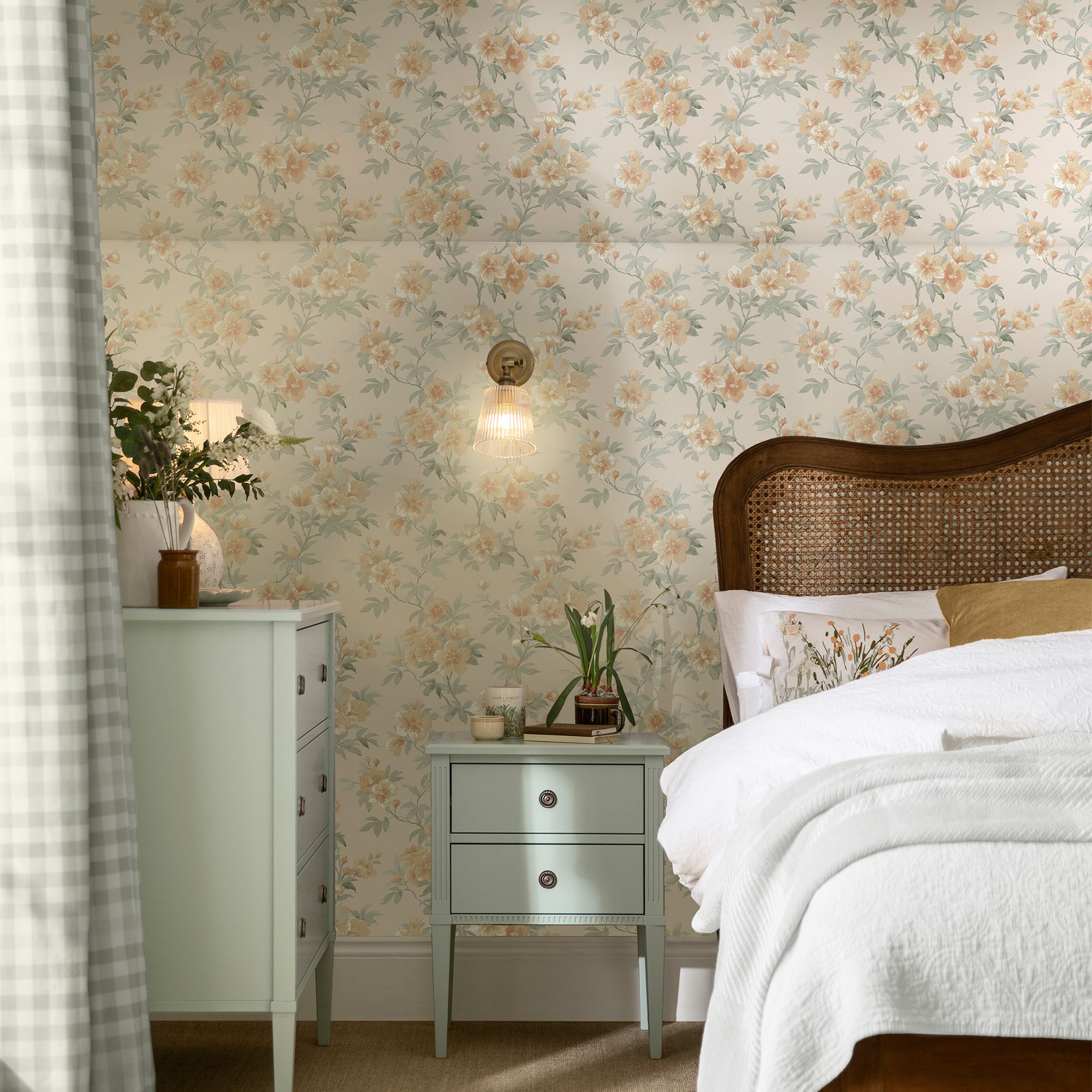 Laura Ashley Natural Flair Apricot Rosamund Smooth Wallpaper