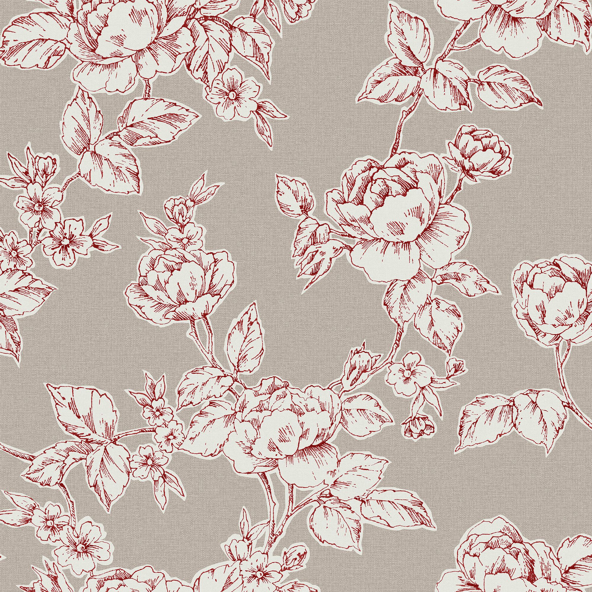 Laura Ashley Natural Flair Dove Grey Pollington Roses Smooth Wallpaper