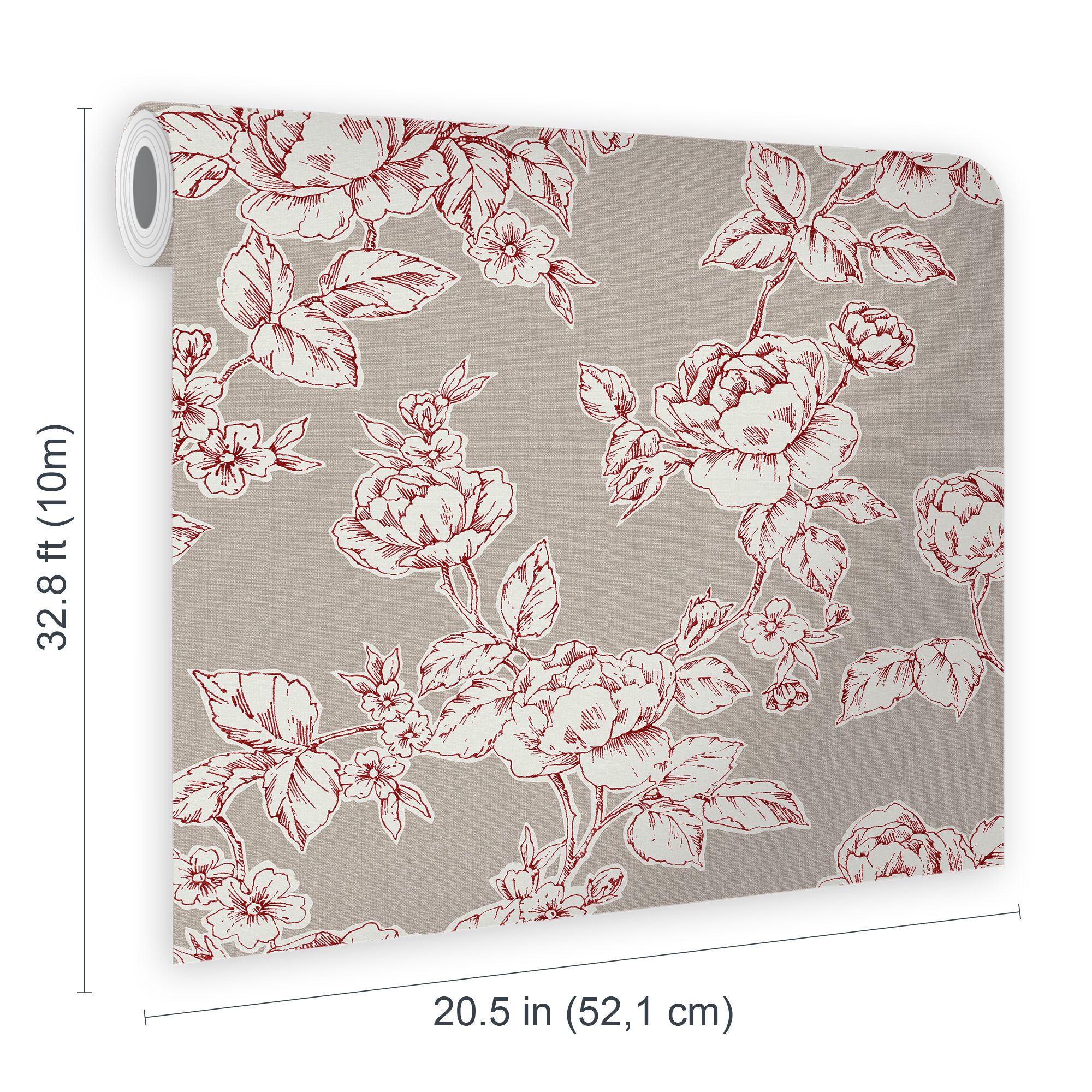 Laura Ashley Natural Flair Dove Grey Pollington Roses Smooth Wallpaper