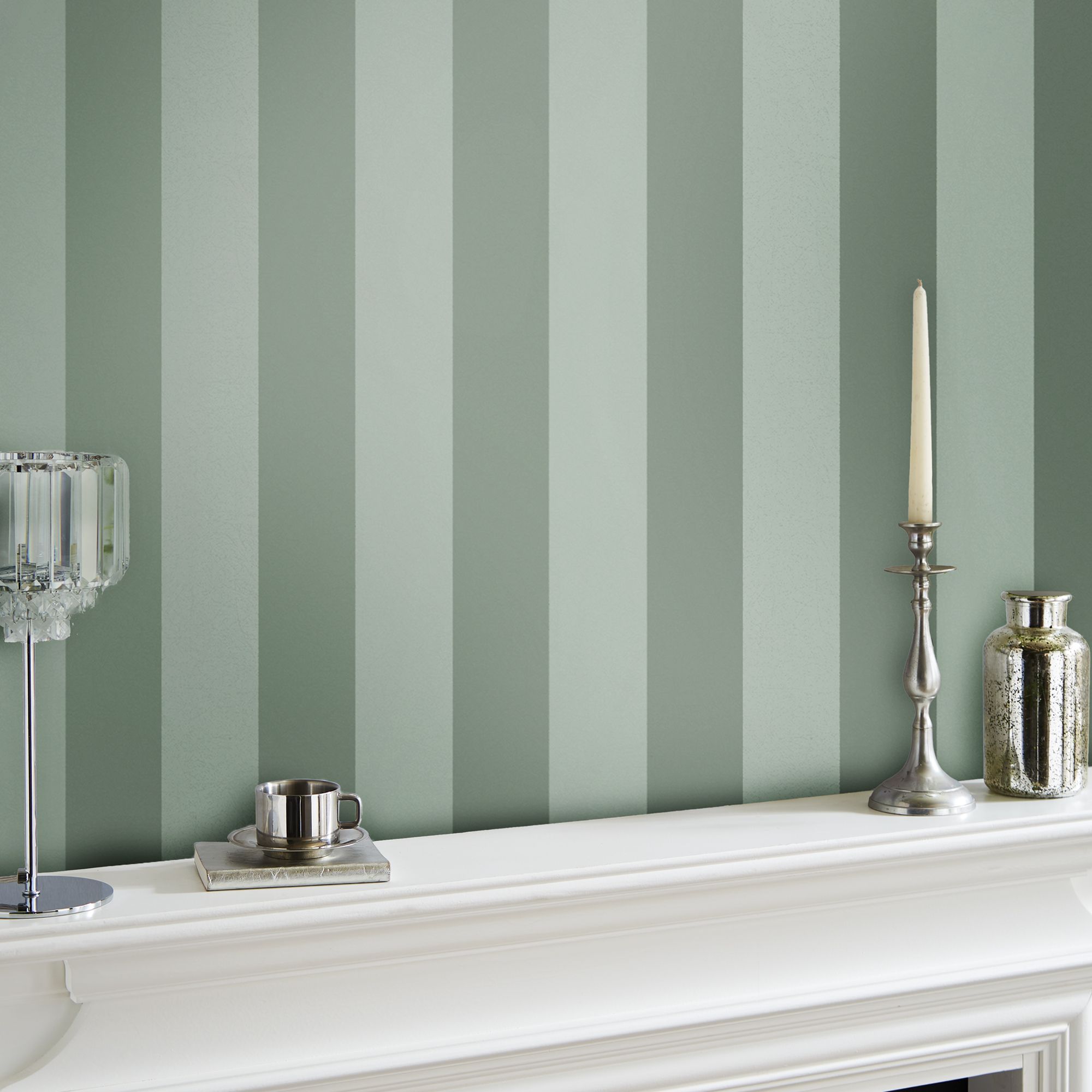 Laura Ashley Patterned Sage Green Stripe Pearlescent effect Smooth ...