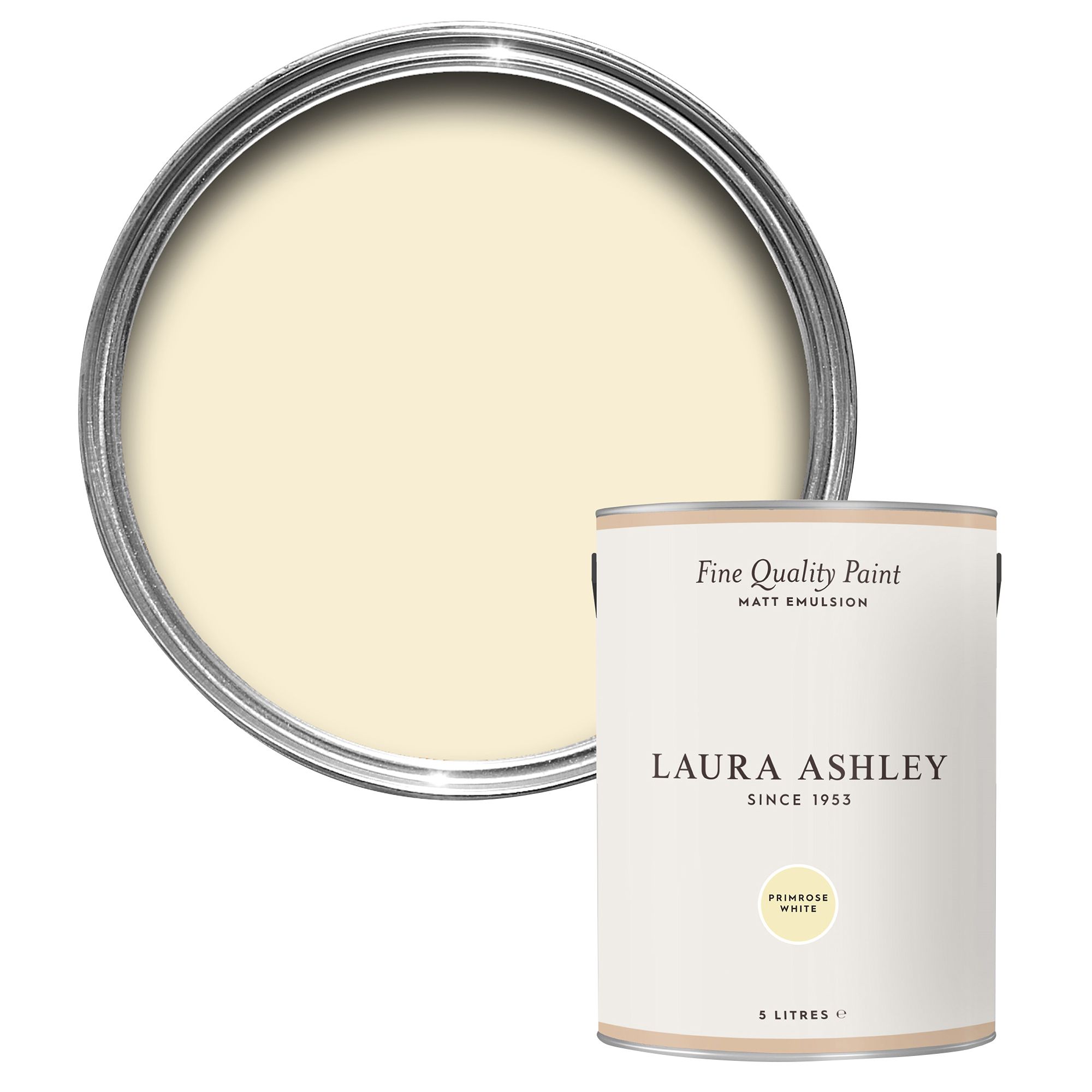Buy Laura Ashley Primrose White Matt Emulsion paint, 5L | DIY at B&Q