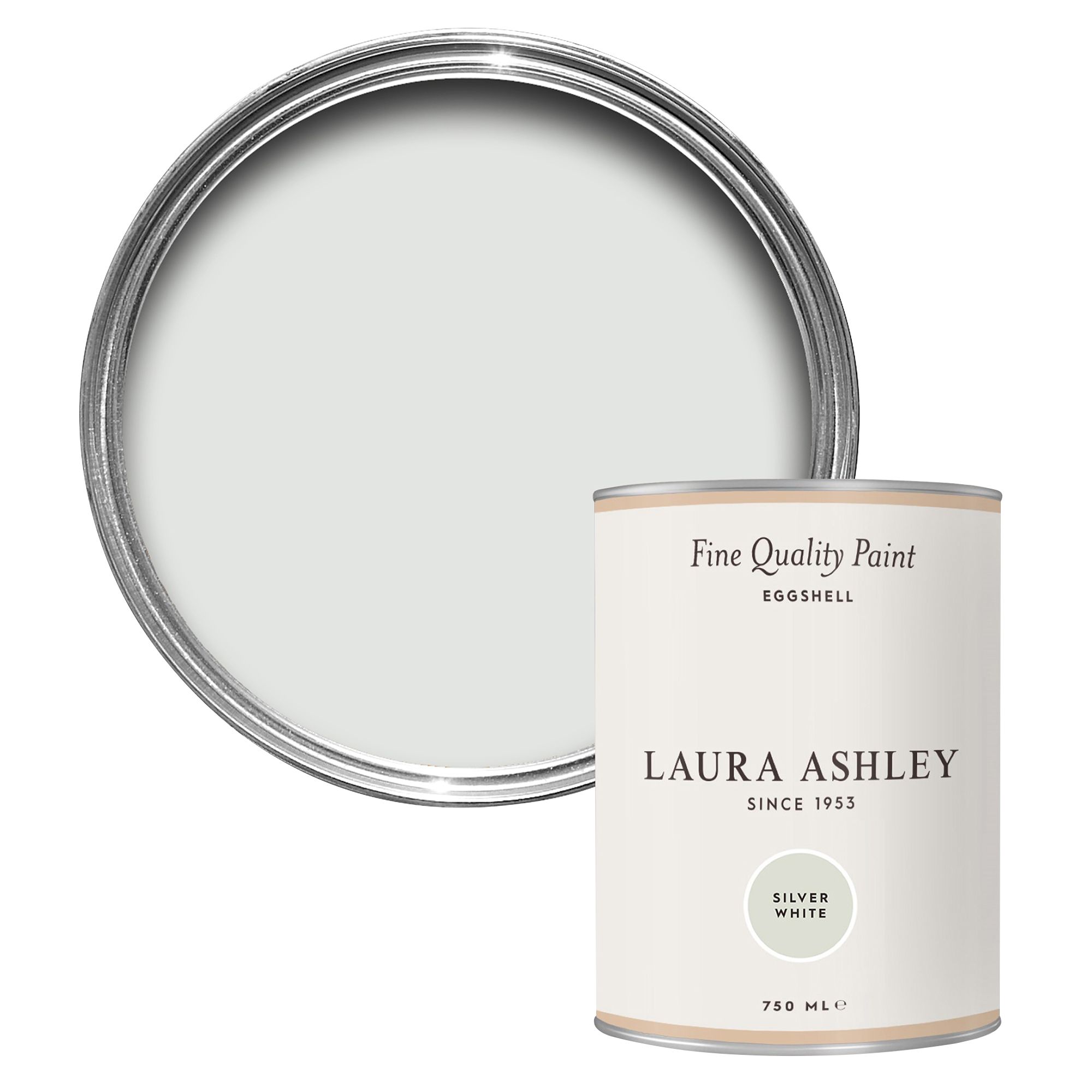 Laura Ashley Silver White Eggshell Emulsion paint, 750ml | DIY at B&Q
