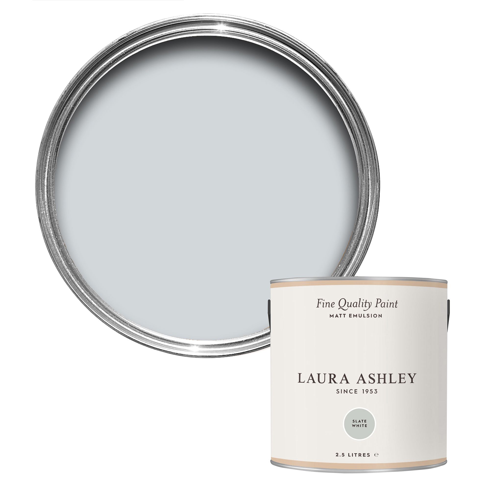 Laura Ashley Slate White Matt Emulsion paint, 2.5L | DIY at B&Q