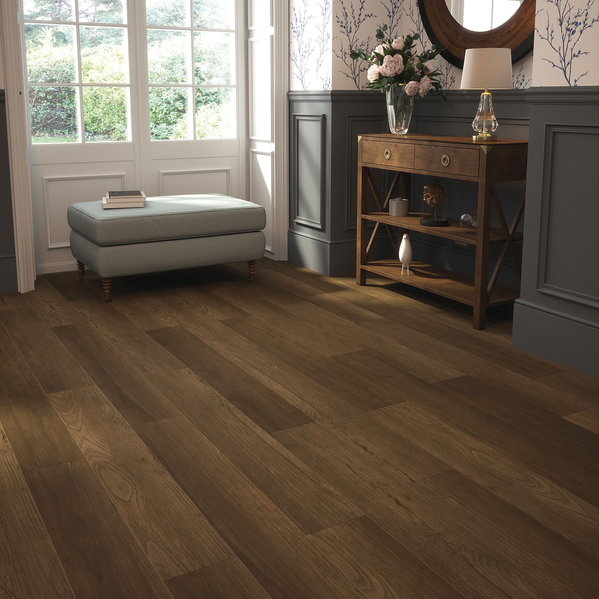 Laura Ashley Southwick Walnut Natural Wood effect Luxury vinyl click ...
