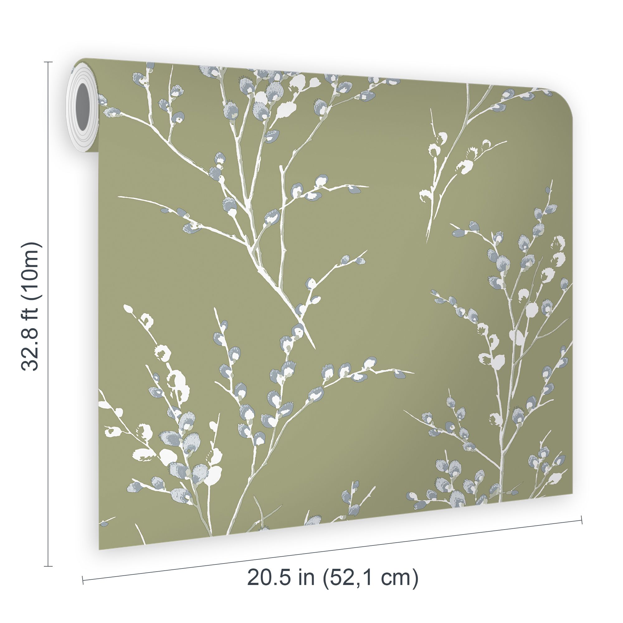 Laura Ashley The Wholesome Home Pussy Willow Moss Green Smooth Wallpaper