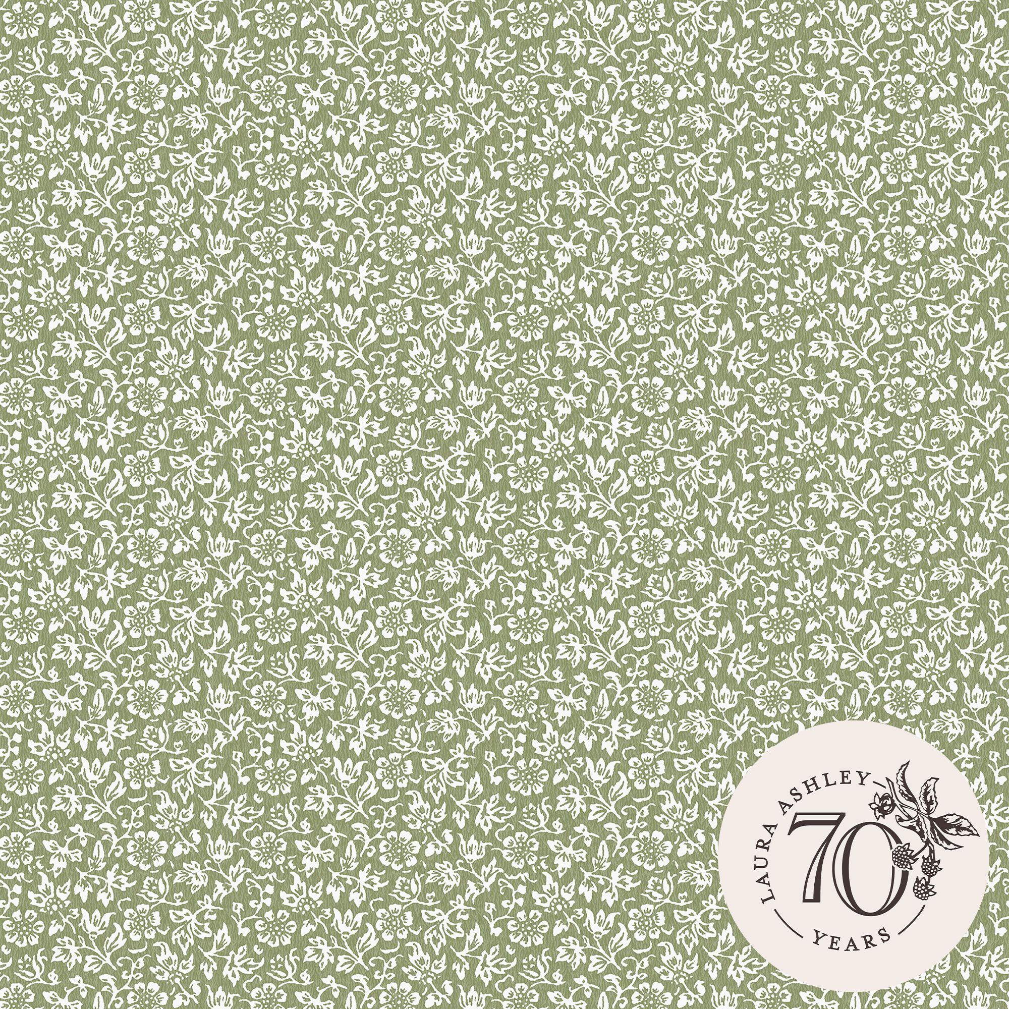 Laura Ashley The Wholesome Home Sweet Alyssum Moss Green Smooth Wallpaper