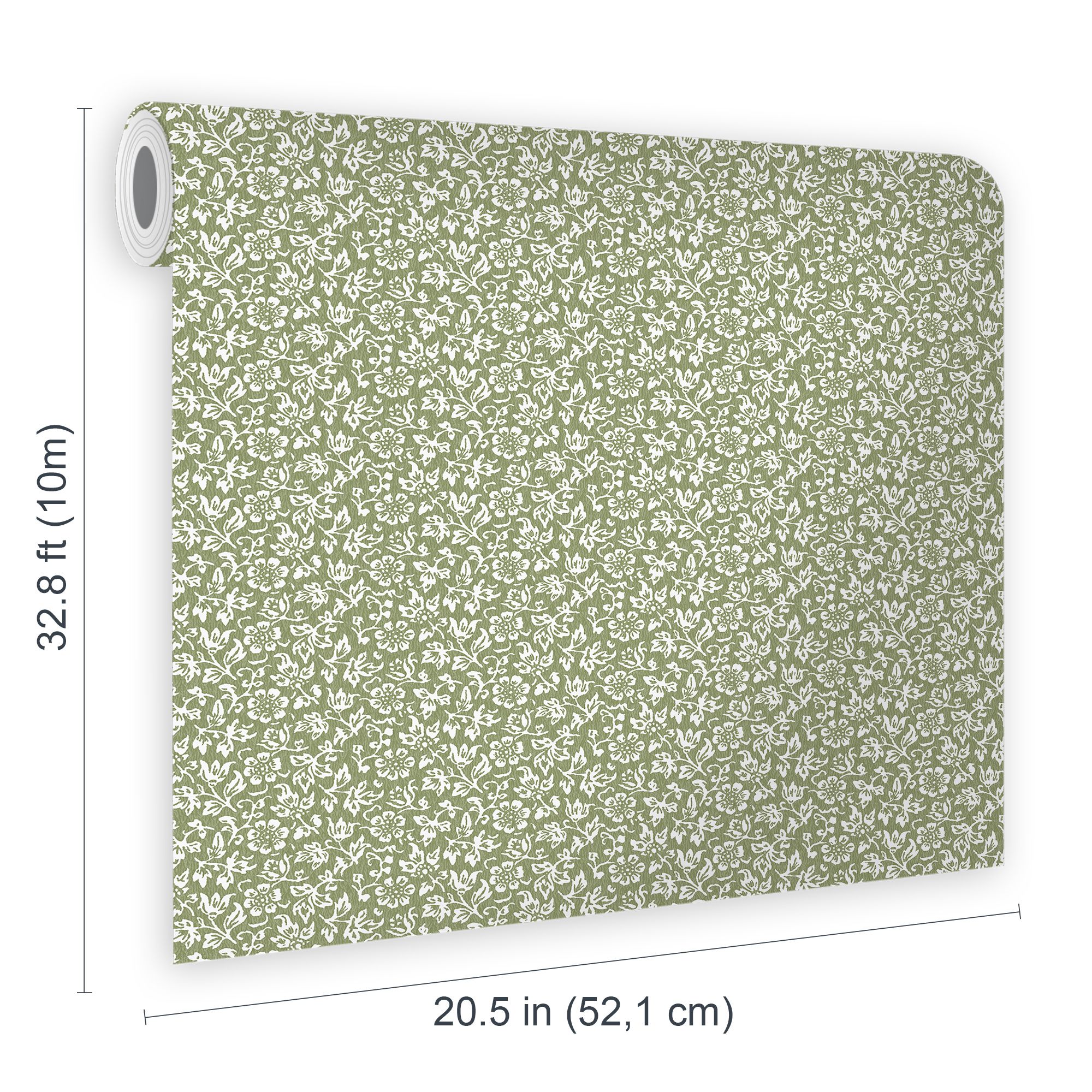 Laura Ashley The Wholesome Home Sweet Alyssum Moss Green Smooth Wallpaper
