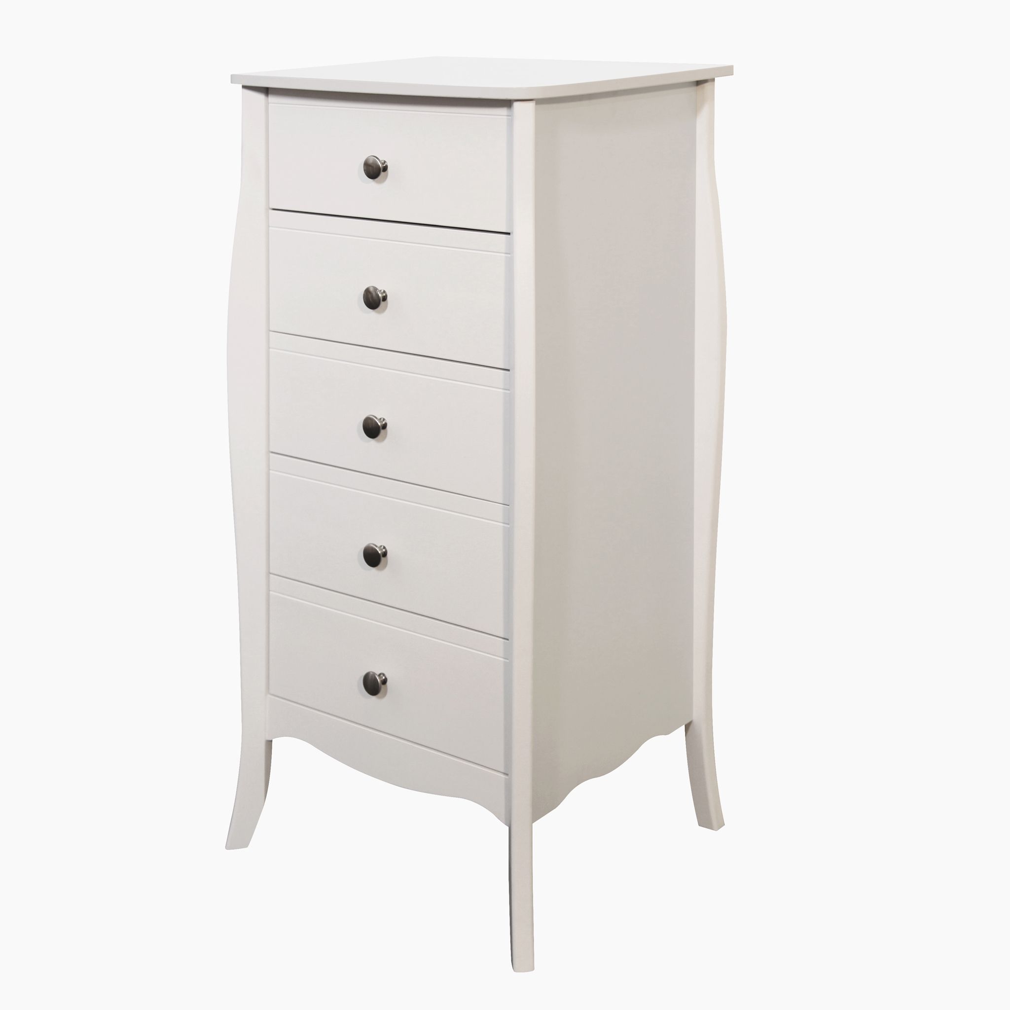 Lautner White MDF 5 Drawer Chest of drawers (H)1020mm (W)510mm (D)450mm ...