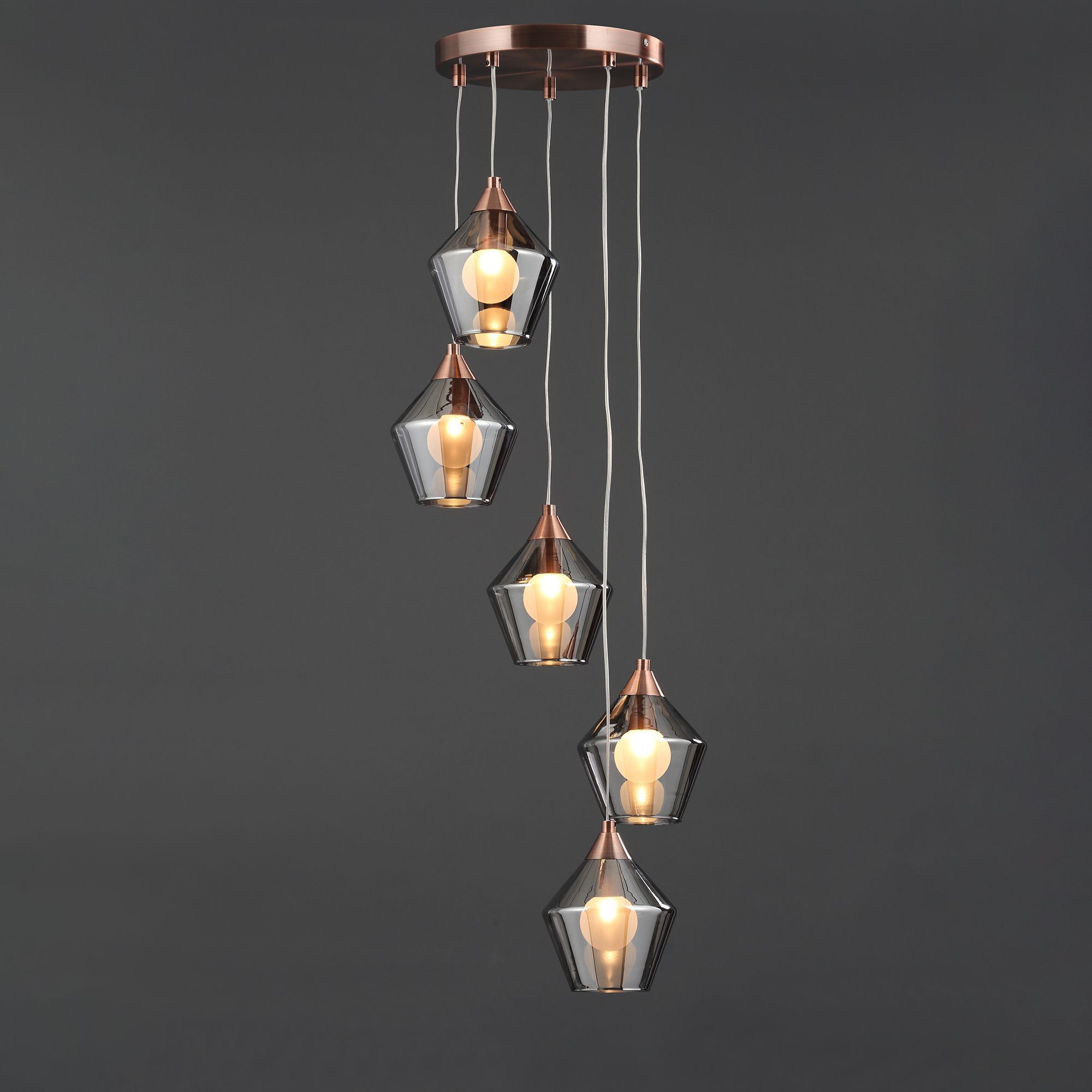 Leah Pendant Copper effect 5 Lamp Ceiling light | DIY at B&Q