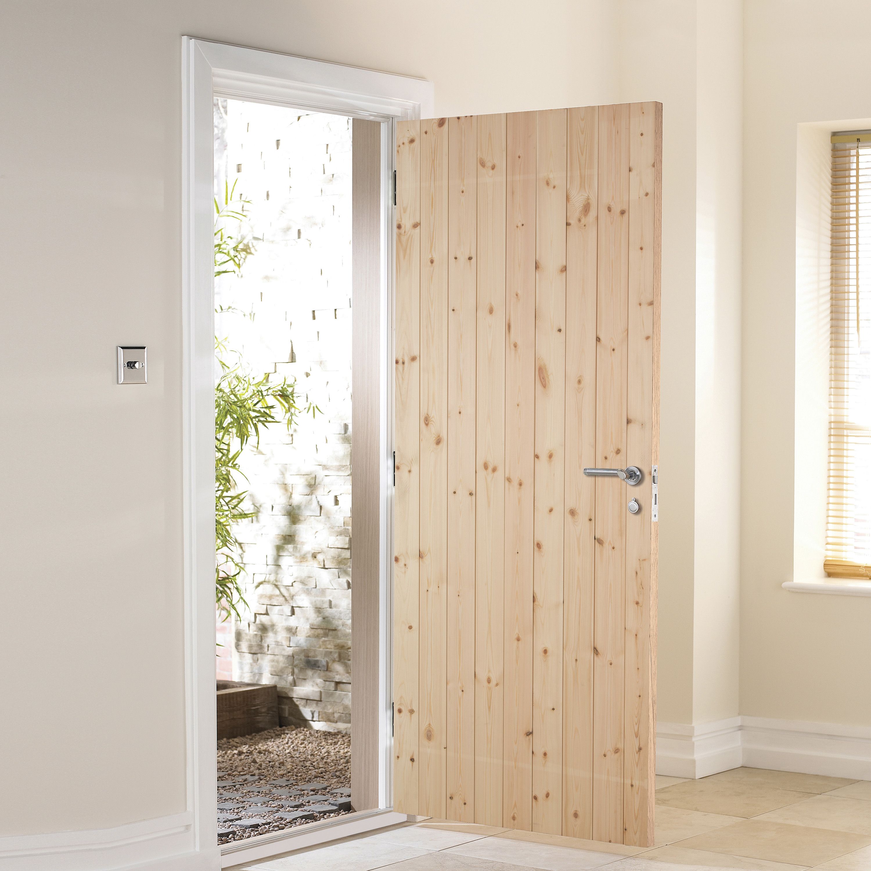 Ledged & braced Cottage Wooden Pine veneer Swinging External Side Back ...