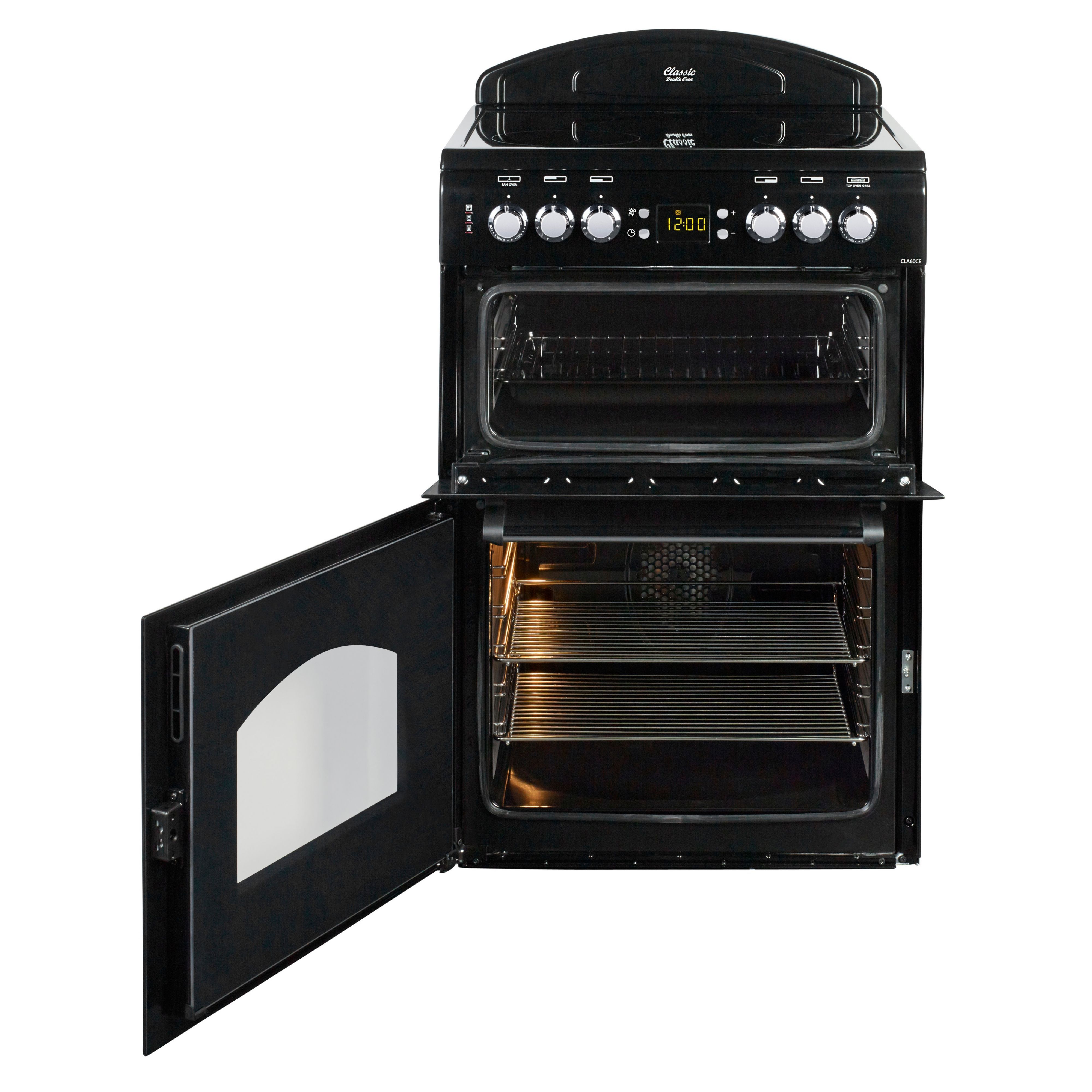 Leisure CLA60CEK 60cm Double Electric Cooker with Ceramic Hob - Black