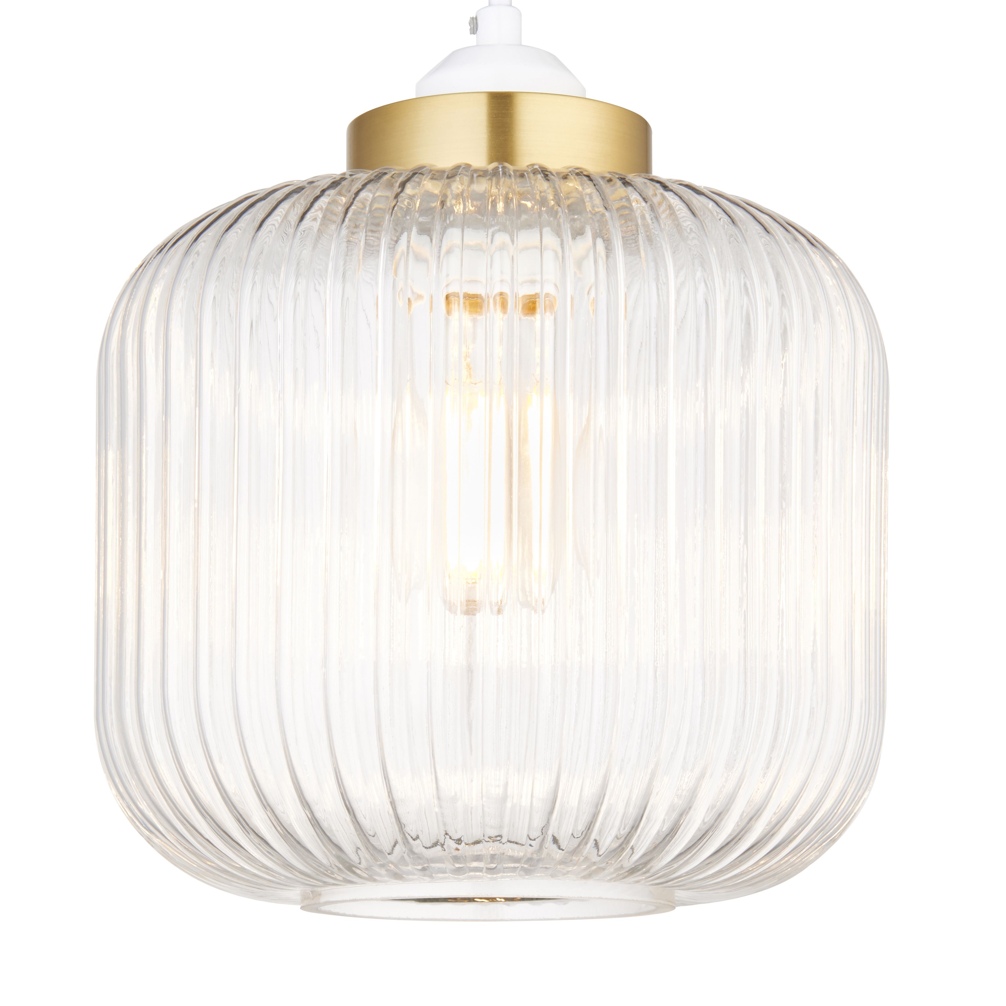 Lena Ribbed Gold effect Pendant ceiling light, (Dia)200mm