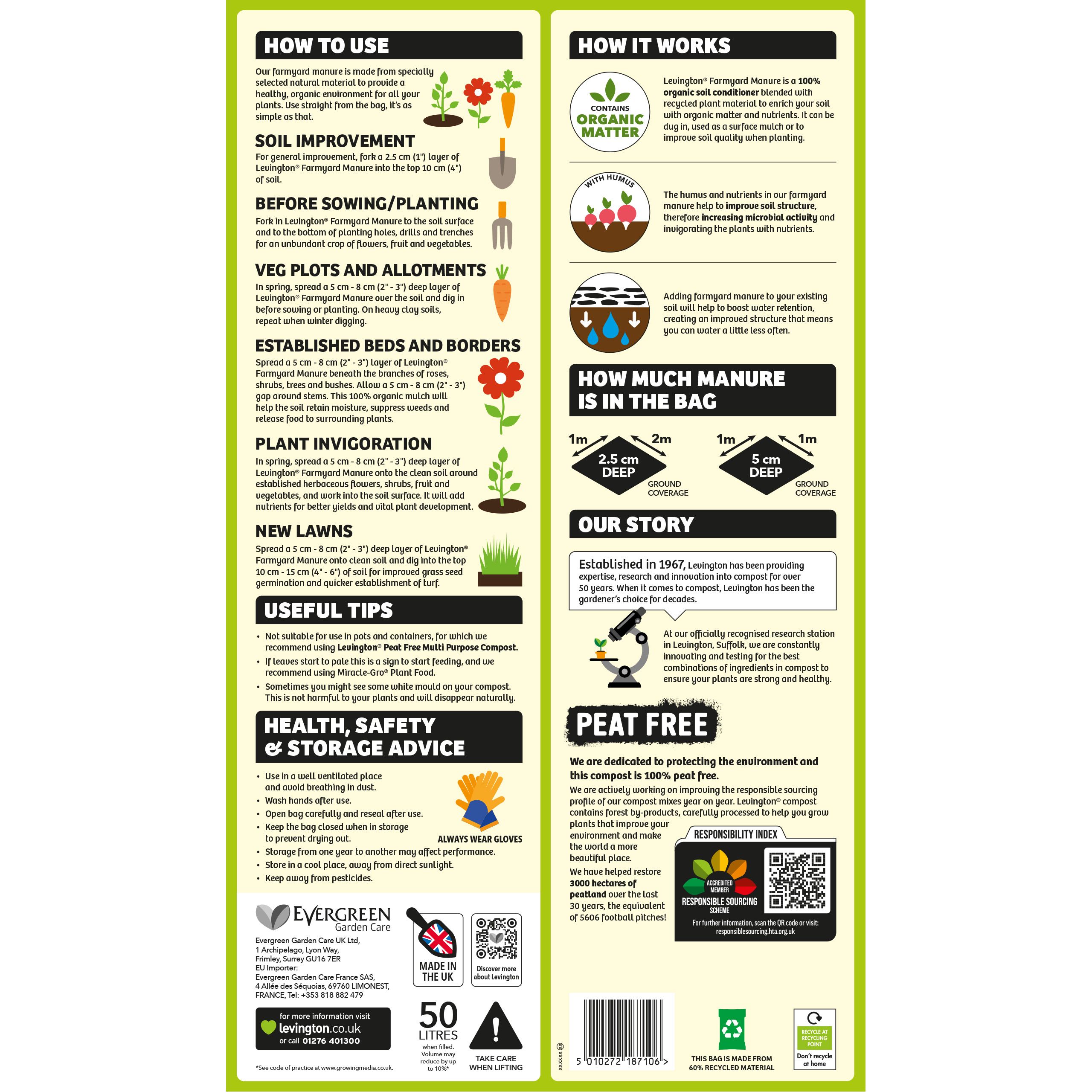 Levington Farmyard Peat-free Manure 50L