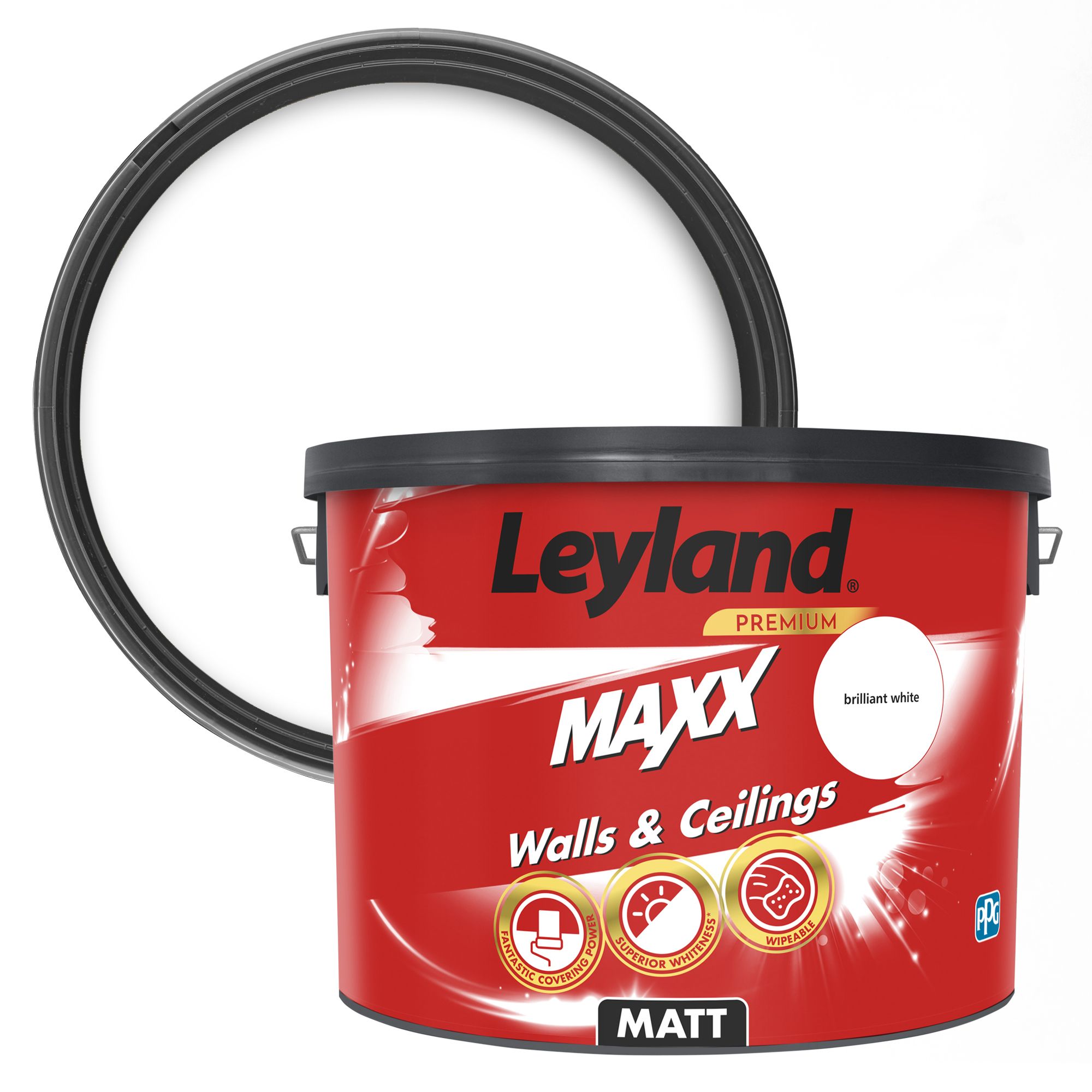 Leyland Maxx Brilliant White Matt Emulsion paint, 10L | DIY at B&Q
