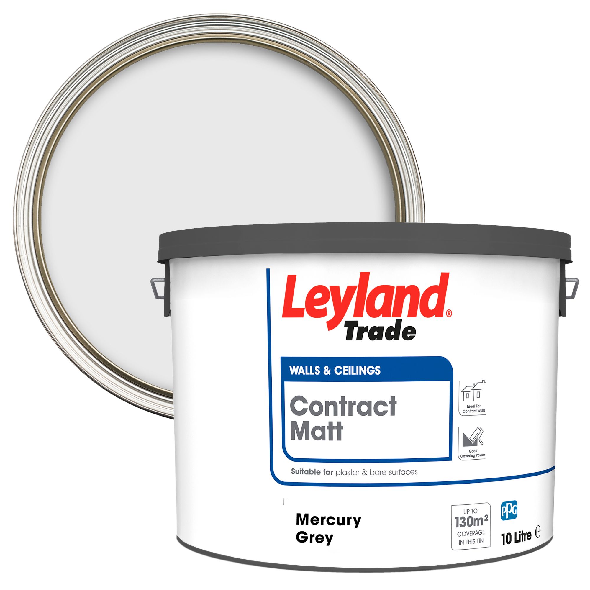 Leyland Trade Mercury Grey Contract matt Wall & ceiling Emulsion paint, 12L