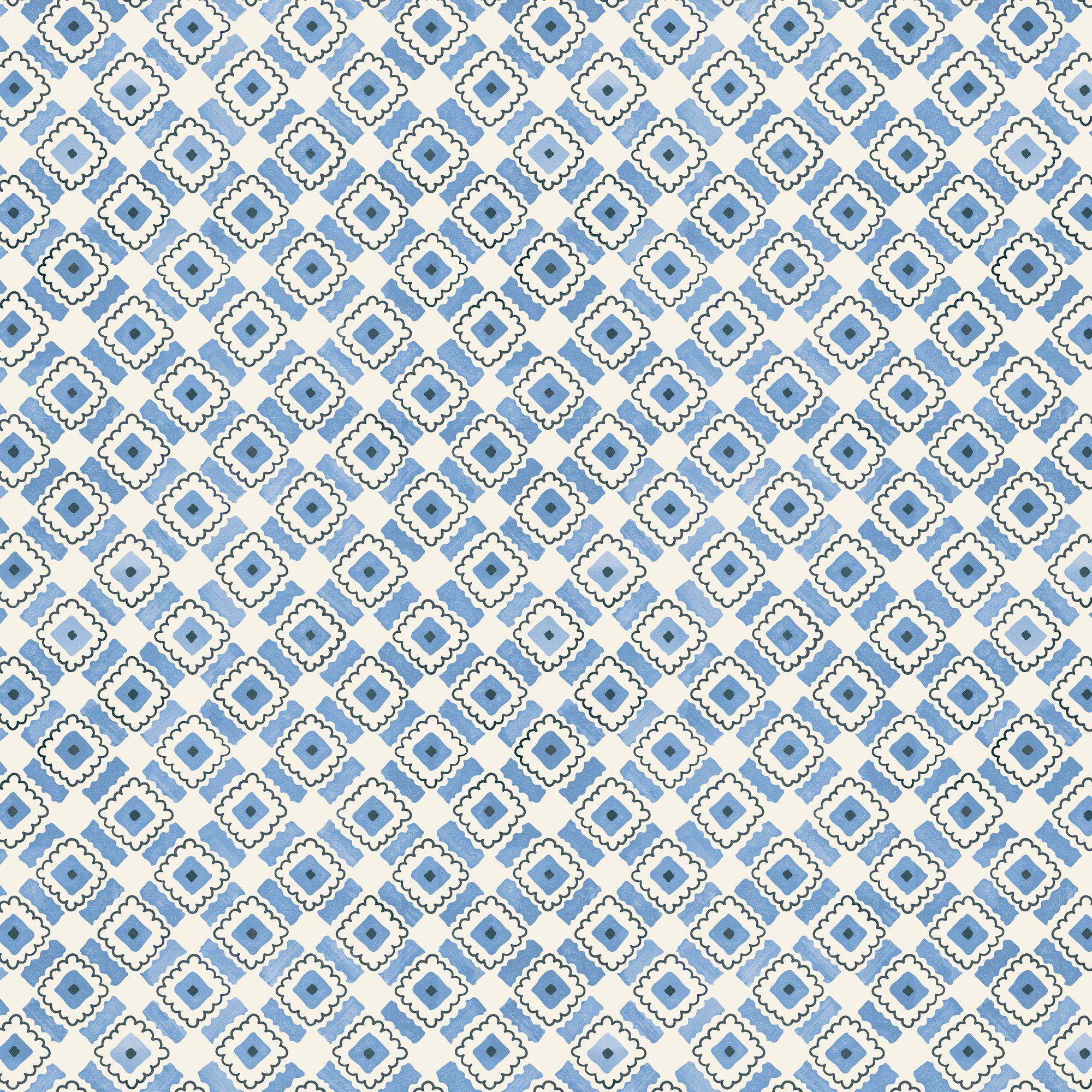 Lick Blue & White Bubble 01 Patterned Textured Wallpaper
