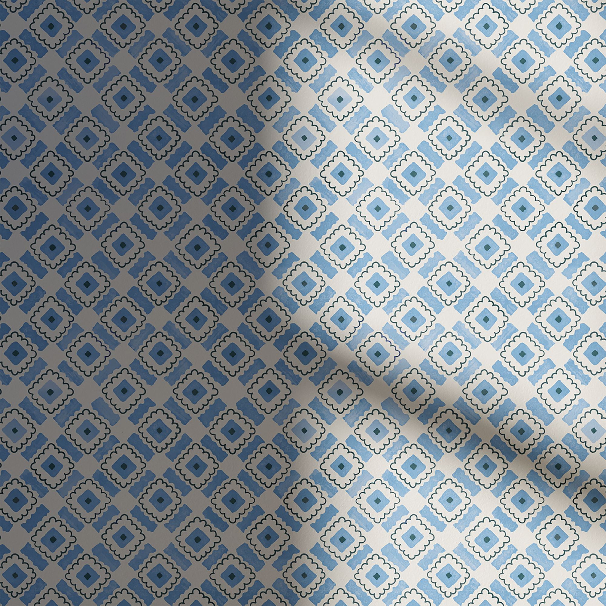 Lick Blue & White Bubble 01 Patterned Textured Wallpaper