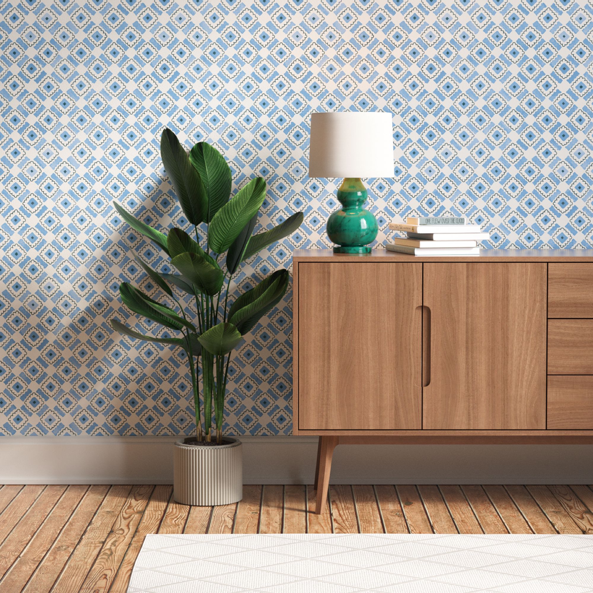Lick Blue & White Bubble 01 Patterned Textured Wallpaper