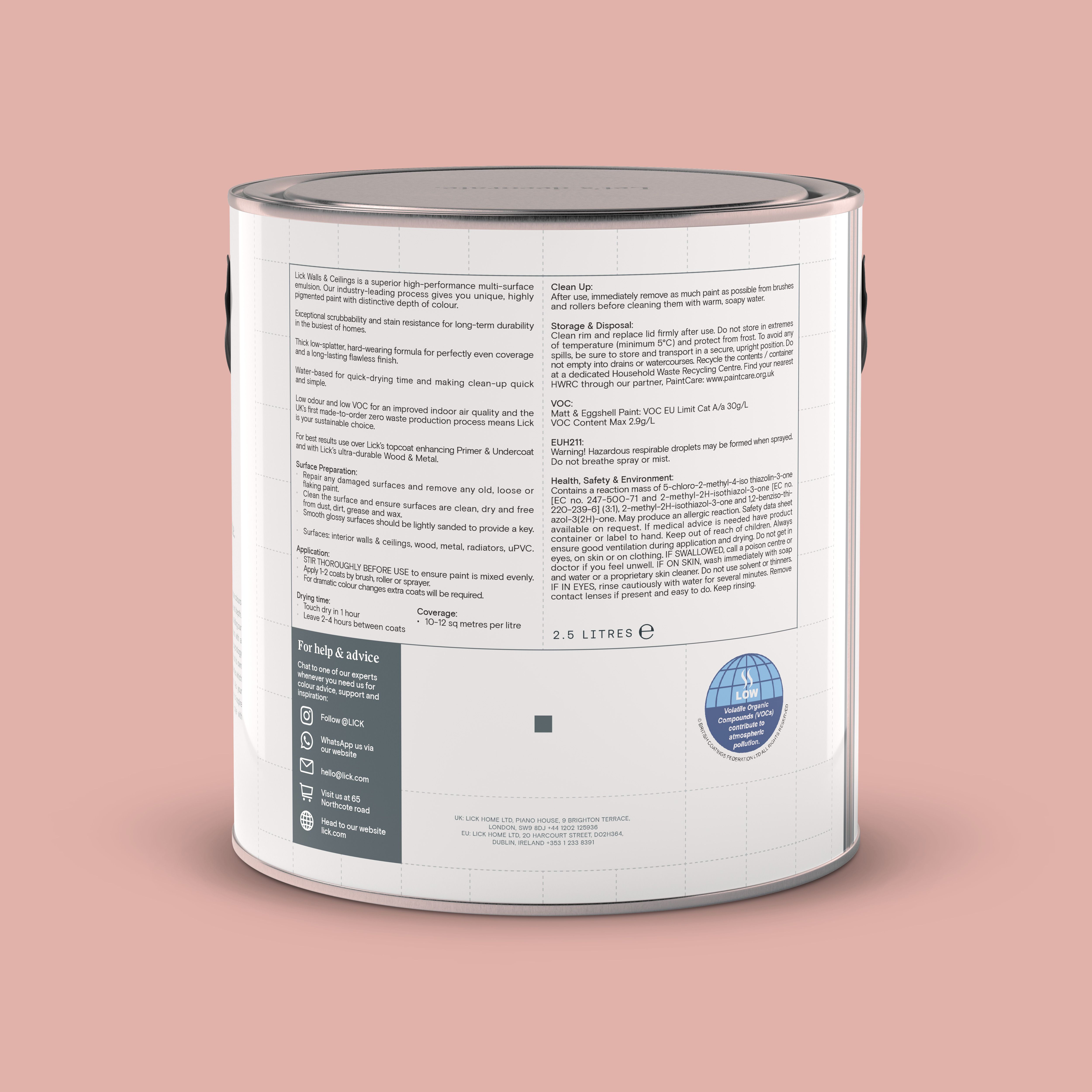 Lick Pink 09 Matt Emulsion paint, 2.5L