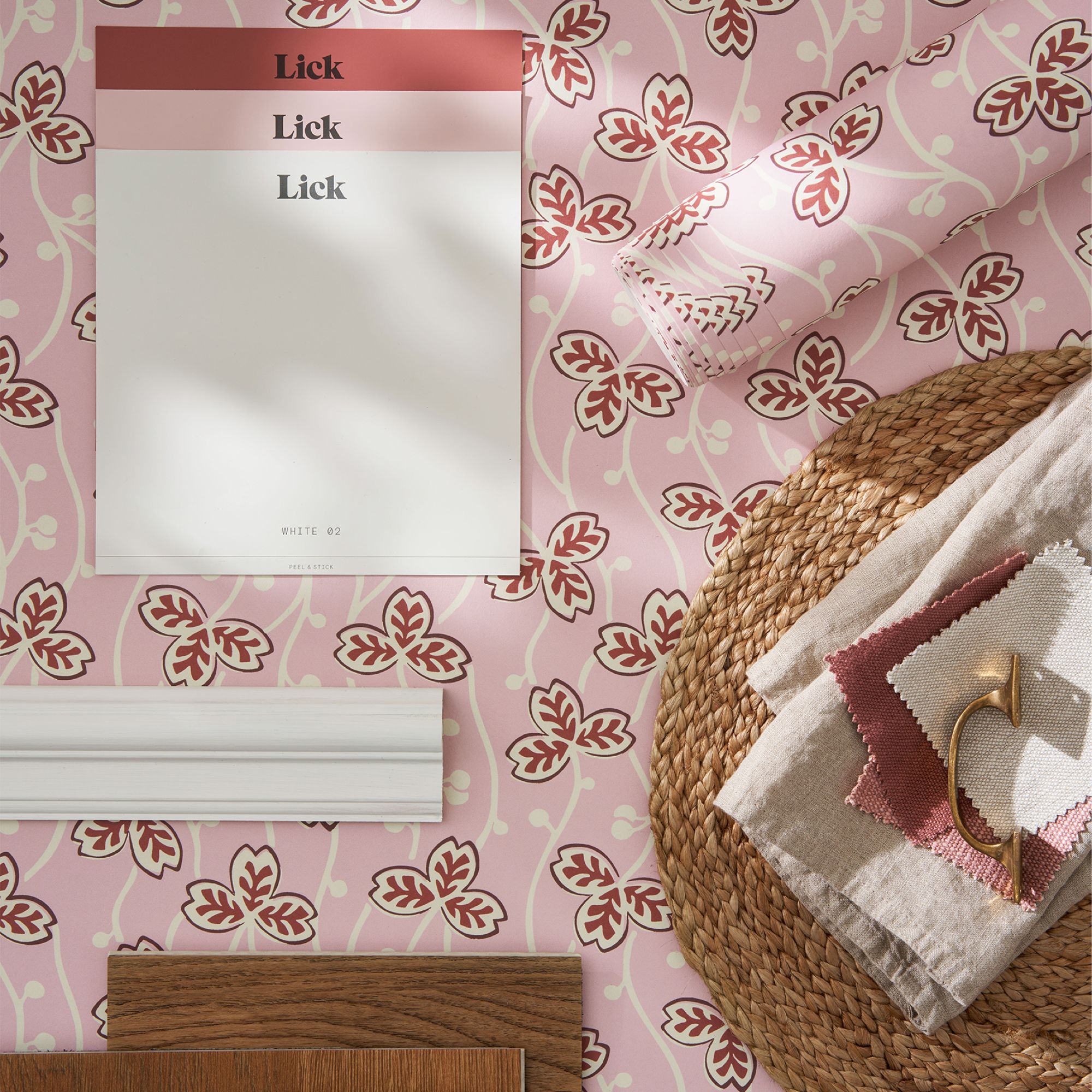Lick Pink & Red Clover 02 Textured Wallpaper Sample