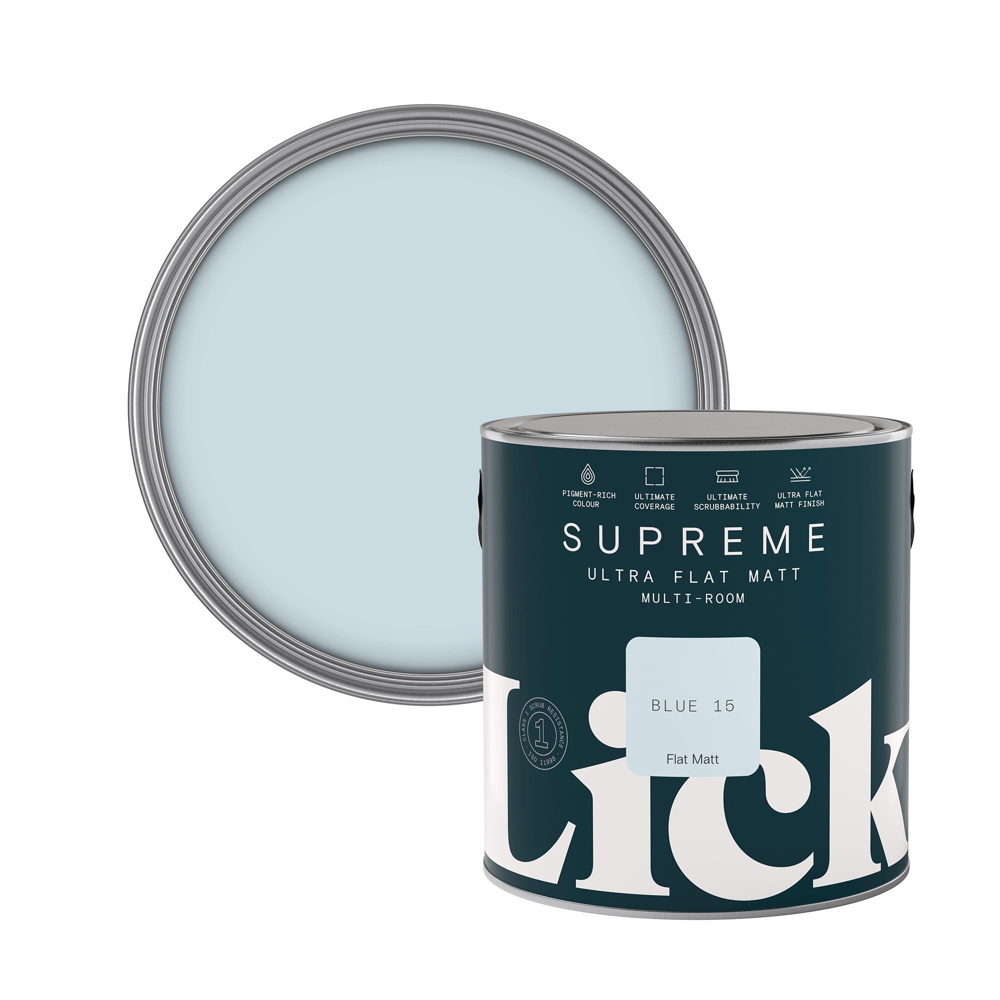 Lick Supreme Blue 15 Flat matt Multi-surface Emulsion paint, 2.5L