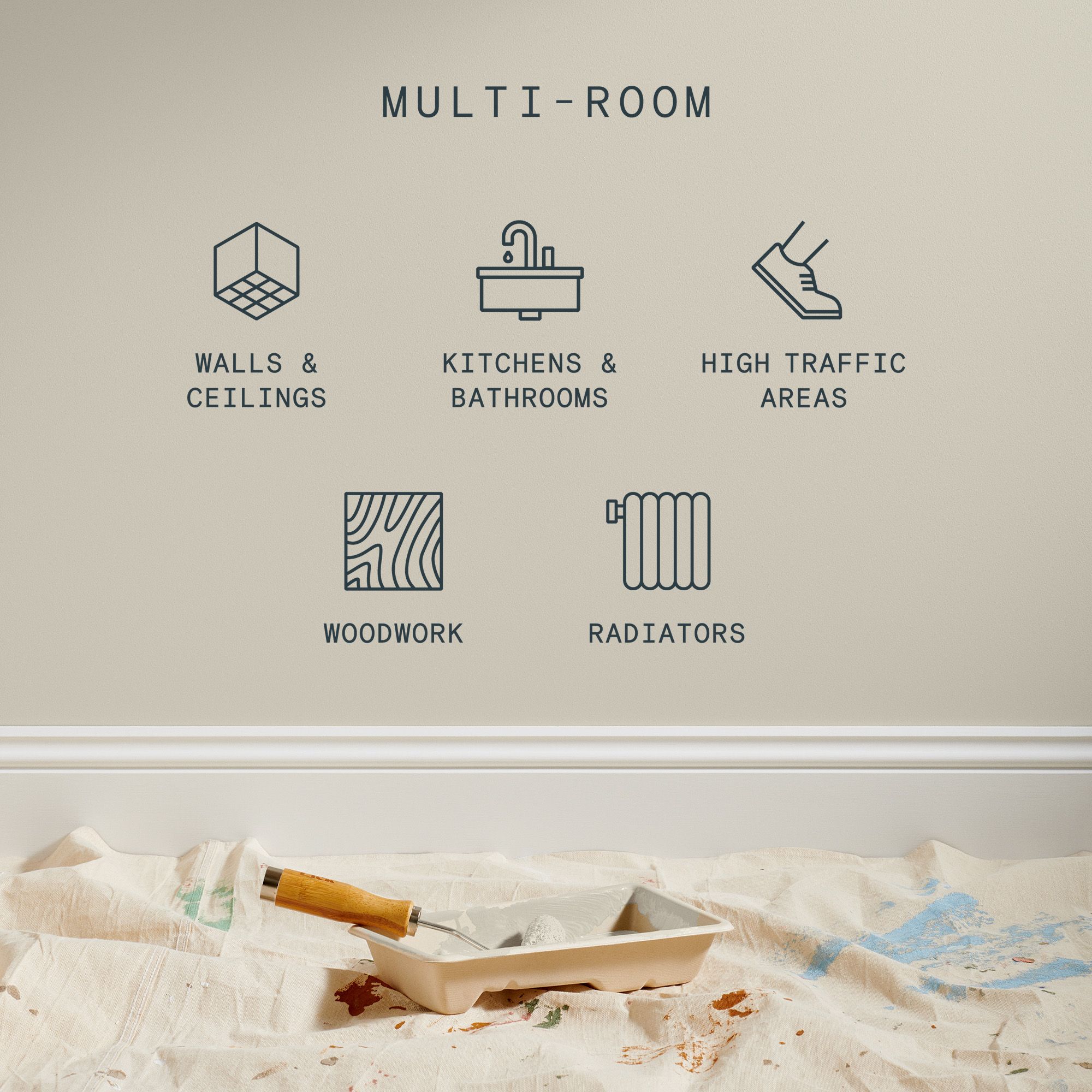 Lick Supreme Greige 02 Flat matt Multi-surface Emulsion paint, 2.5L